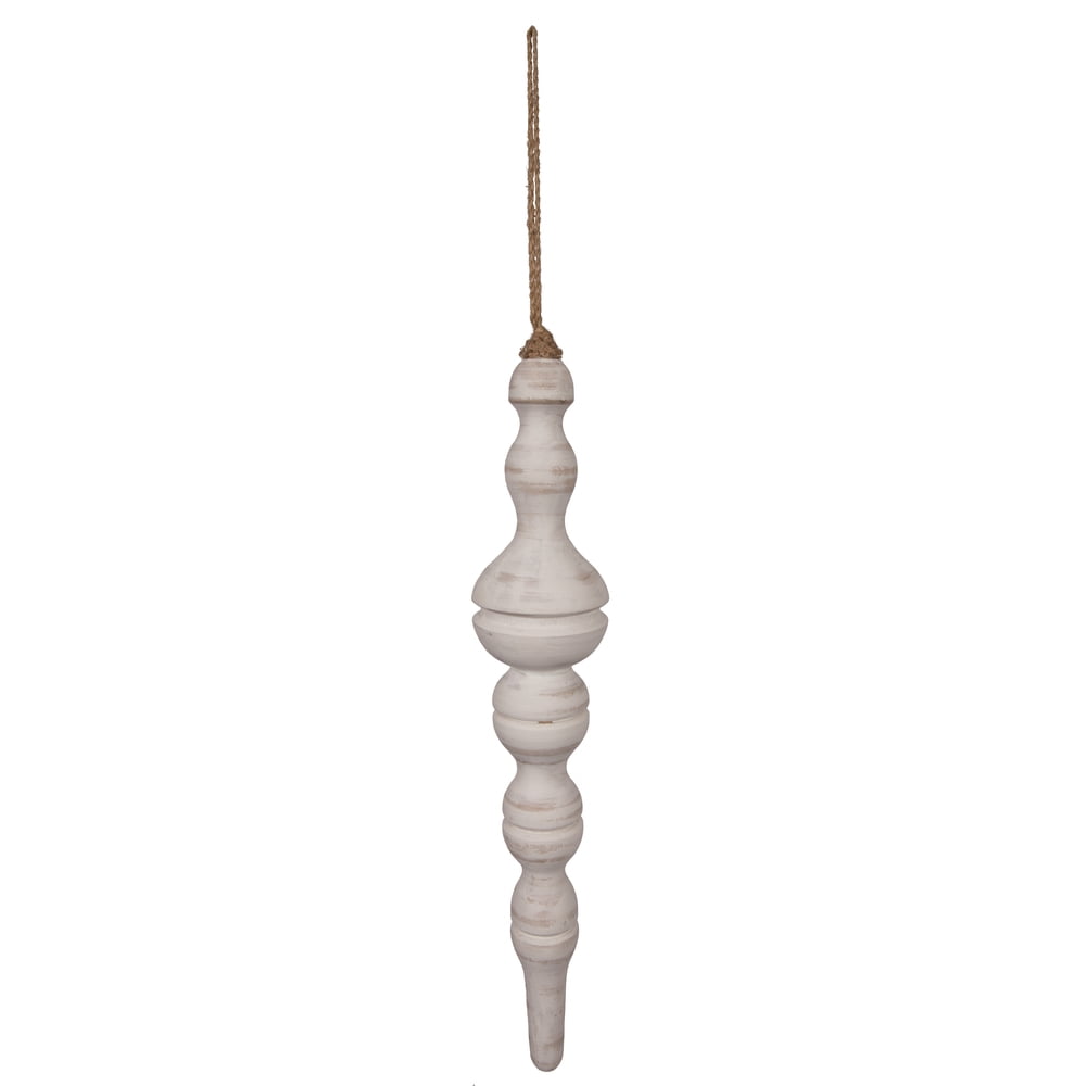Vickerman 15" White Washed Turned Wood Finial Ornament, 2 per bag ...