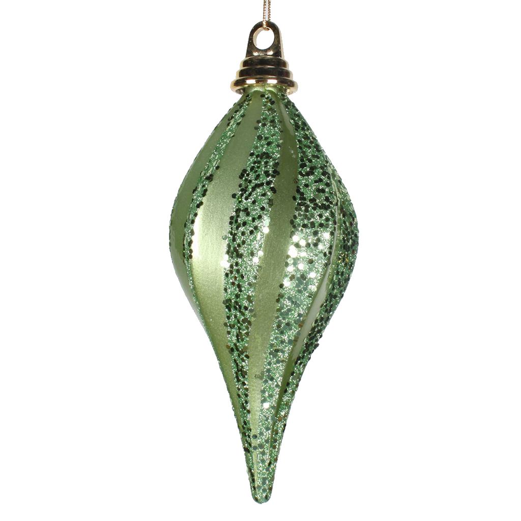 Vickerman 16'' Celadon Green Candy Glit Swirl Drop Swirl Drop Ornament ...