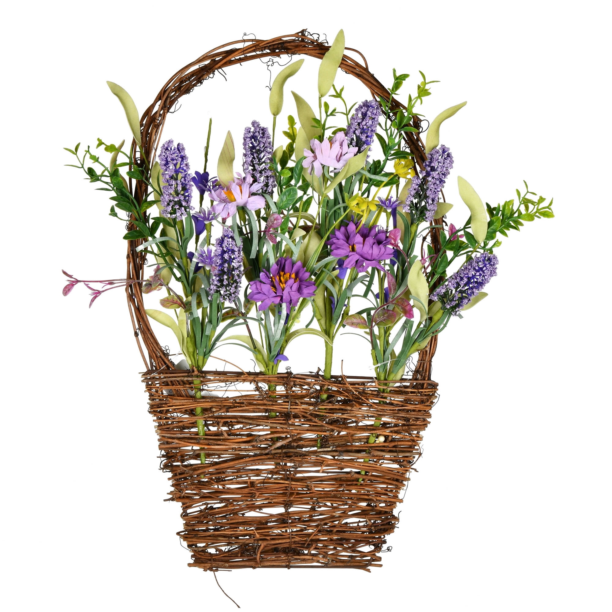 Vickerman 16"x10" Artificial Purple Lilac Wild Flower Basket. This ...