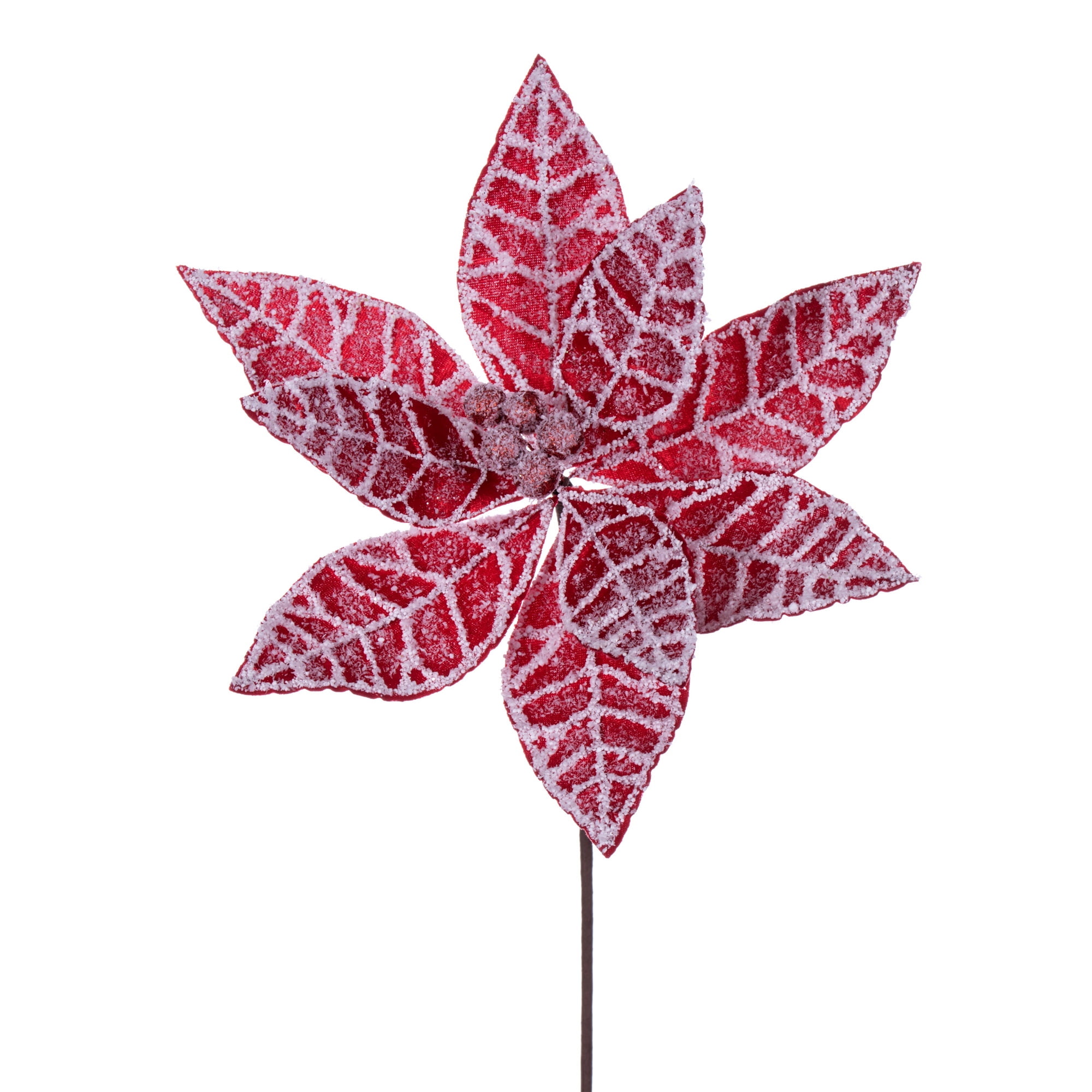 Vickerman 17" Artificial Red and White Frosted Poinsettia Christmas ...