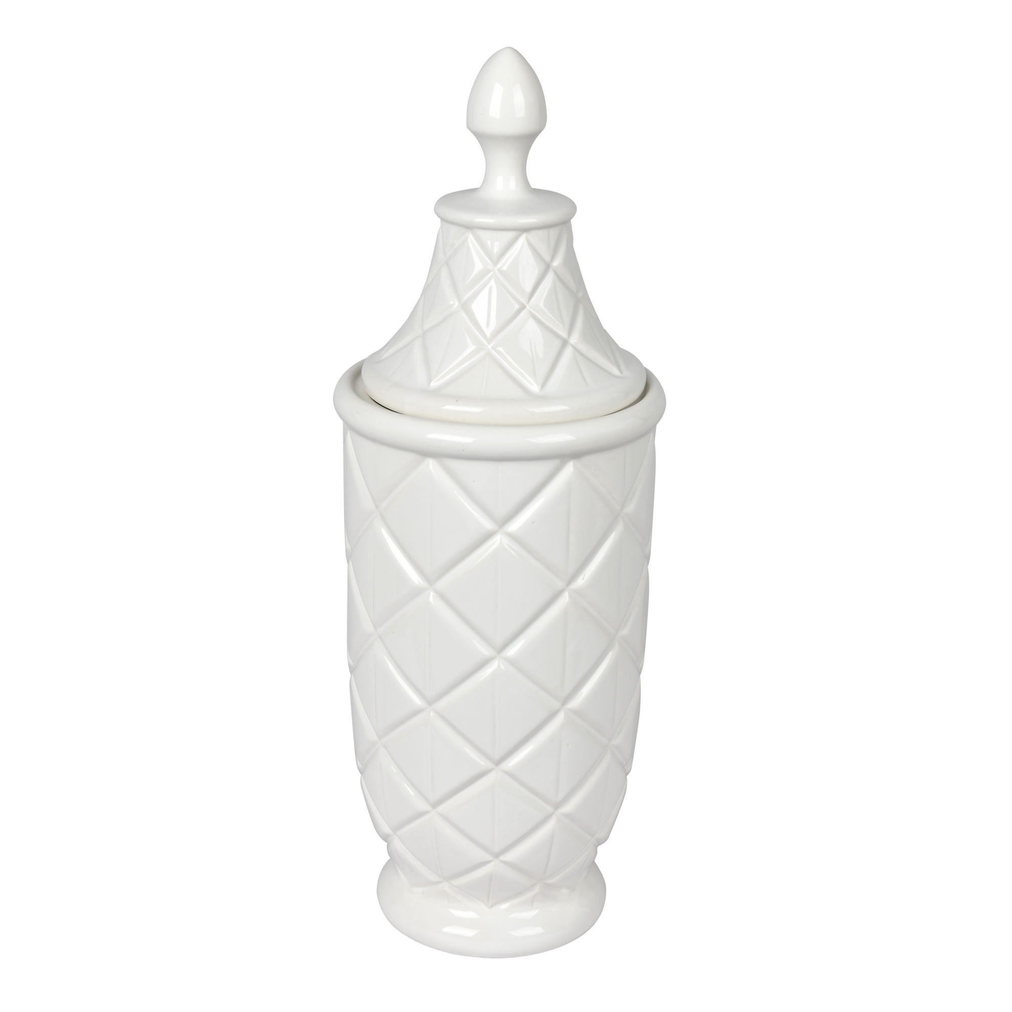 Vickerman 18.5" White Ceramic Container with Lid. This versatile ...