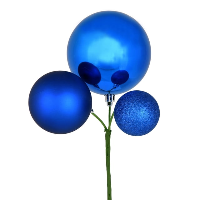 Vickerman 18" Blue Ball Ornament Christmas Pick, Set of 3 - Walmart ...