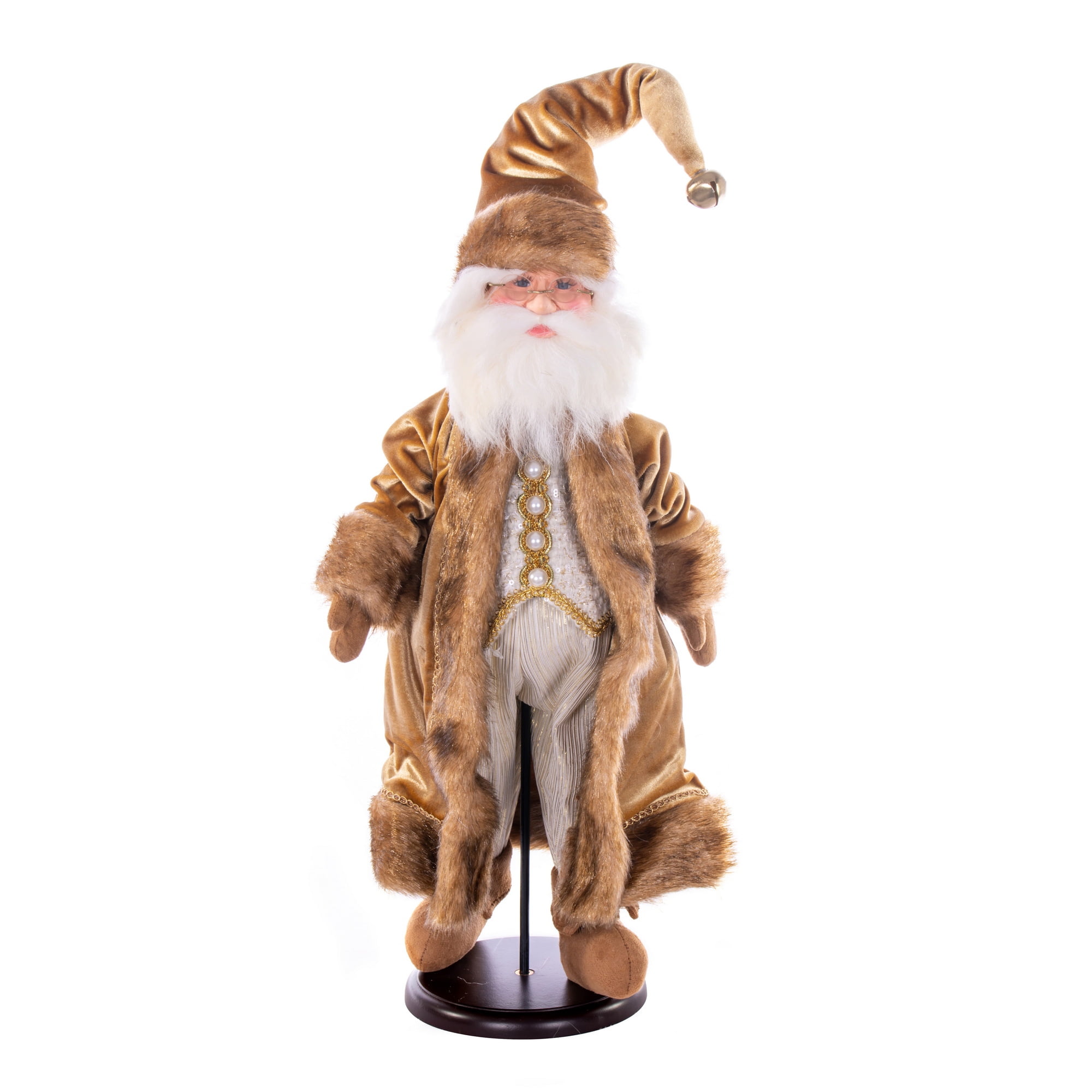 Vickerman 18" Mocha Velvet Santa Doll with Stand. This santa has ...