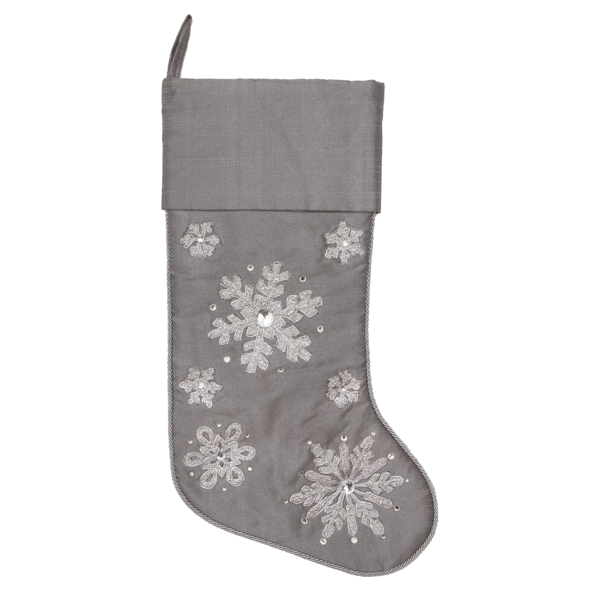 Vickerman 19" Silver Snowflake Christmas Stocking - Walmart.com