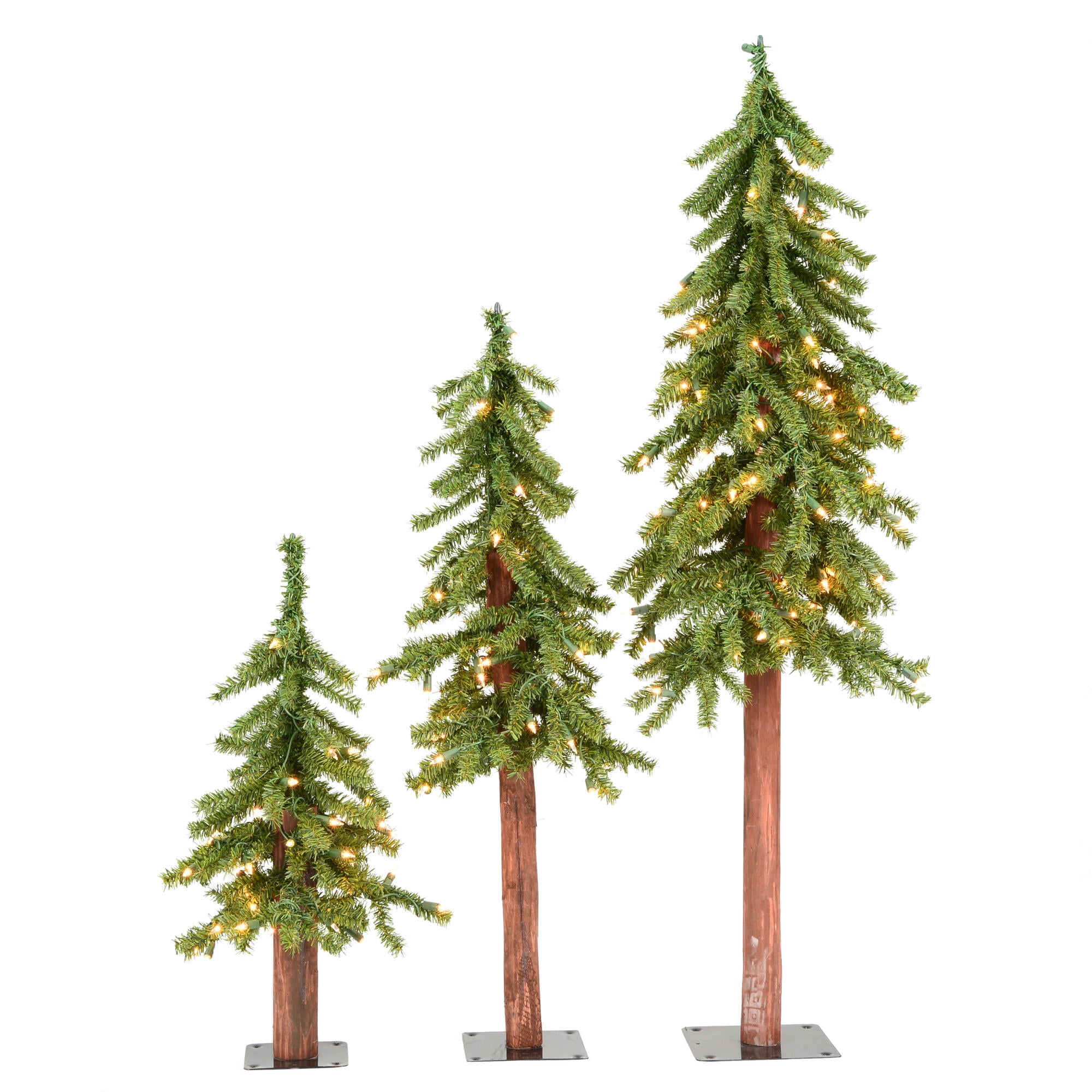 Vickerman 2' 3' 4' Natural Alpine Artificial Christmas Tree Set, Clear ...