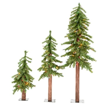 Vickerman 4', 5, and' 6' Natural Alpine Artificial 3 Christmas Tree Set ...