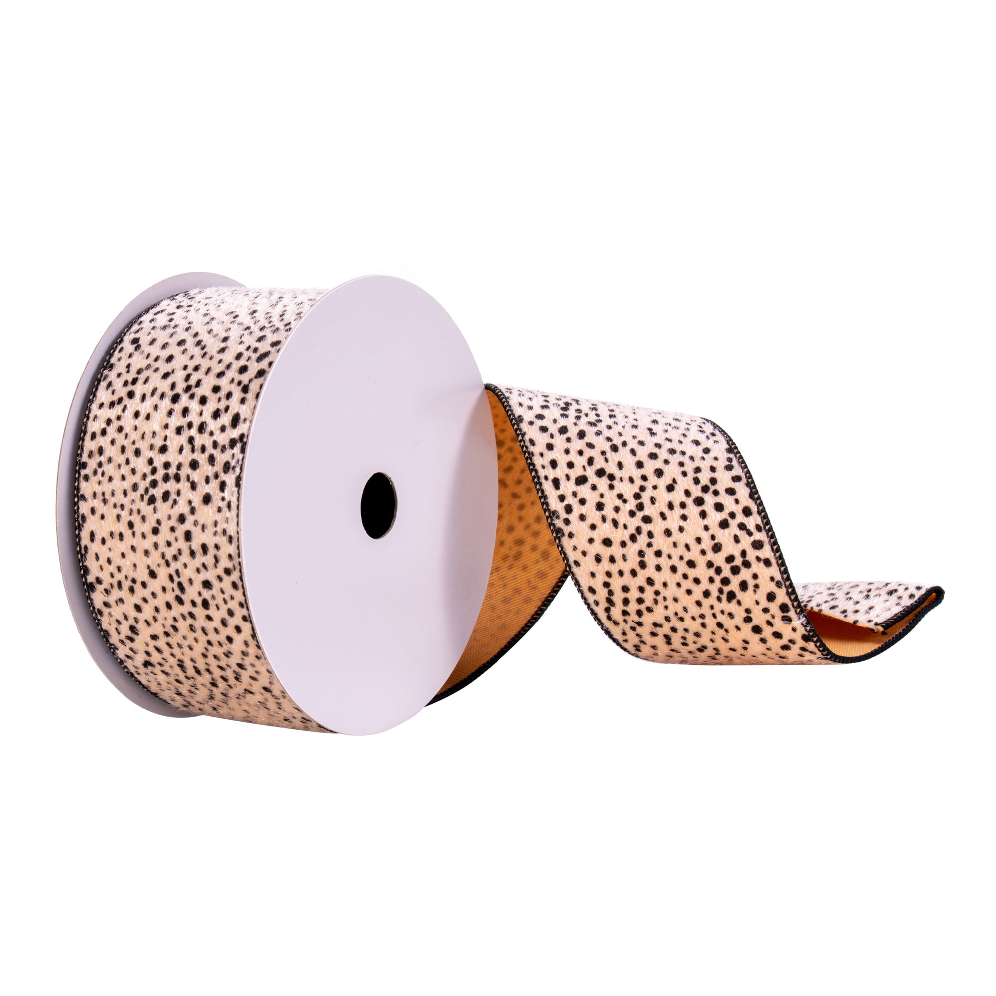 Vickerman 2.5" x 10 Yards Cream Cheetah Ribbon - Walmart.com