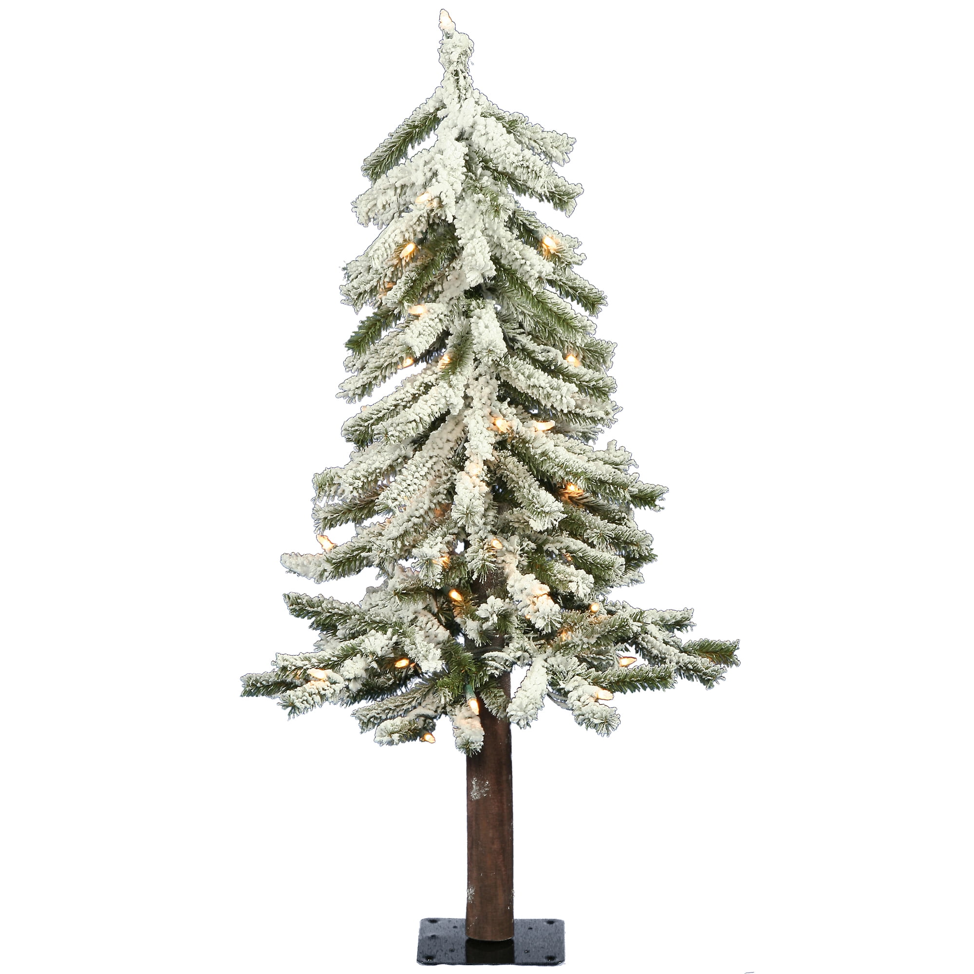 Vickerman 2' Flocked Alpine Artificial Christmas Tree, Clear Dura-Lit ...