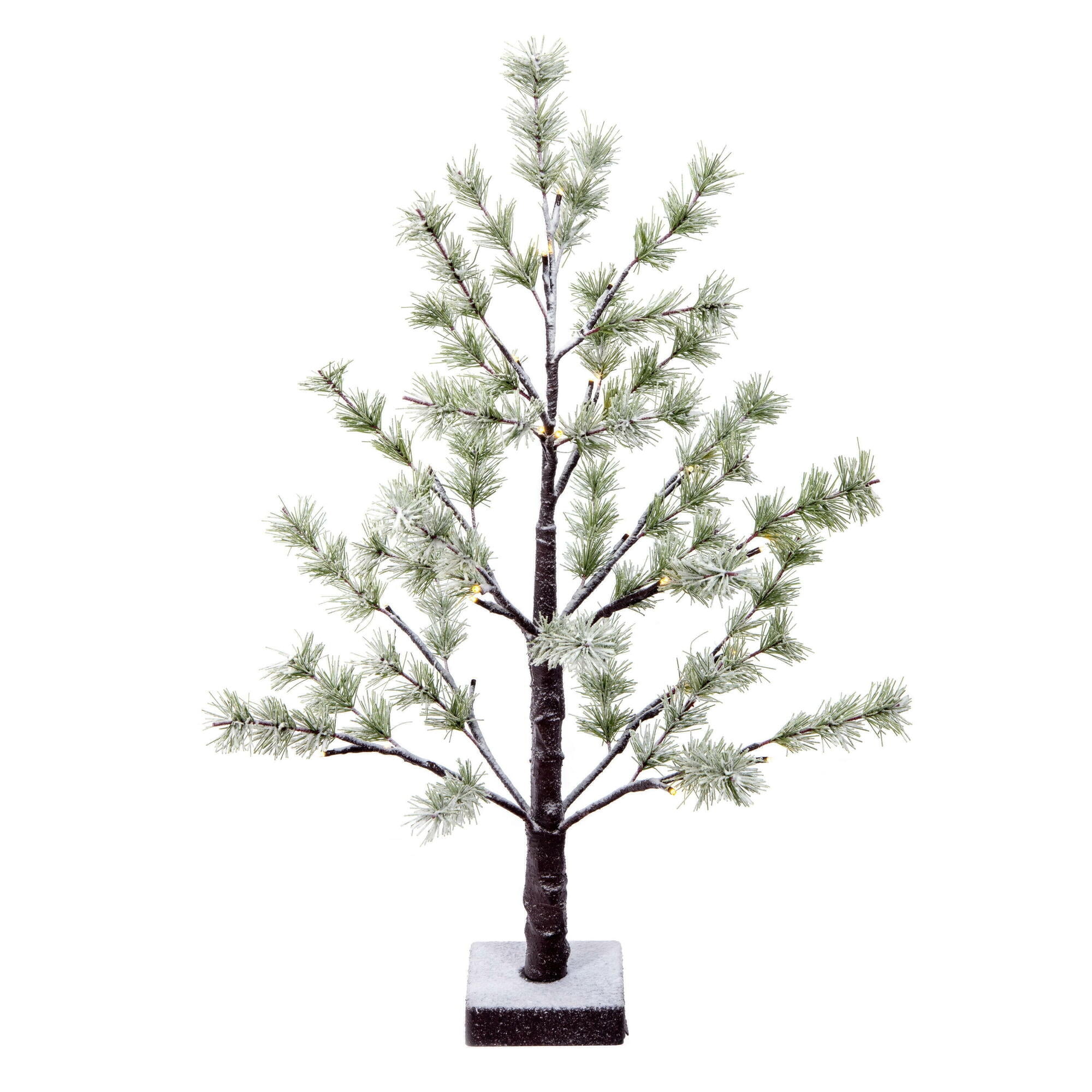Vickerman 2' Green Frosted Mini Pine Twig Tree, Battery Operated Warm ...