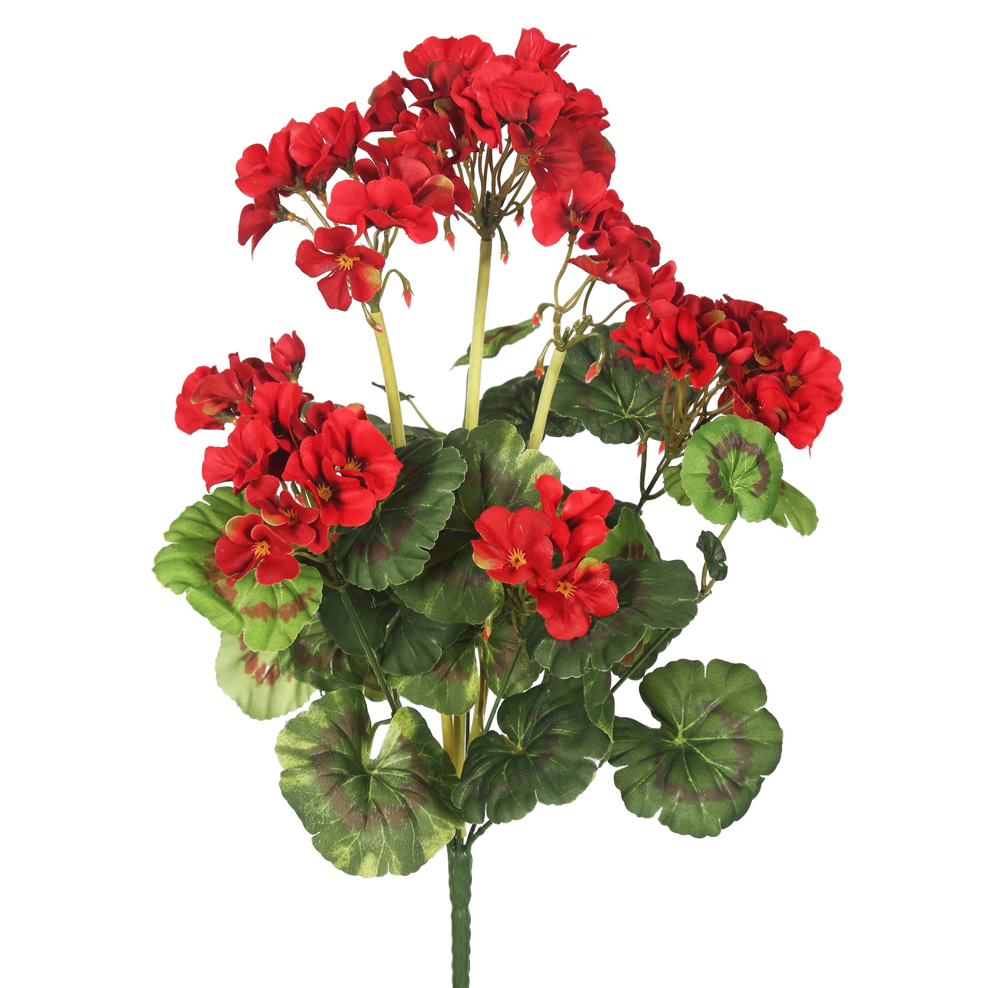 Vickerman 20" Artificial Red Geranium Bush, 4ct with Realistic Foliage ...