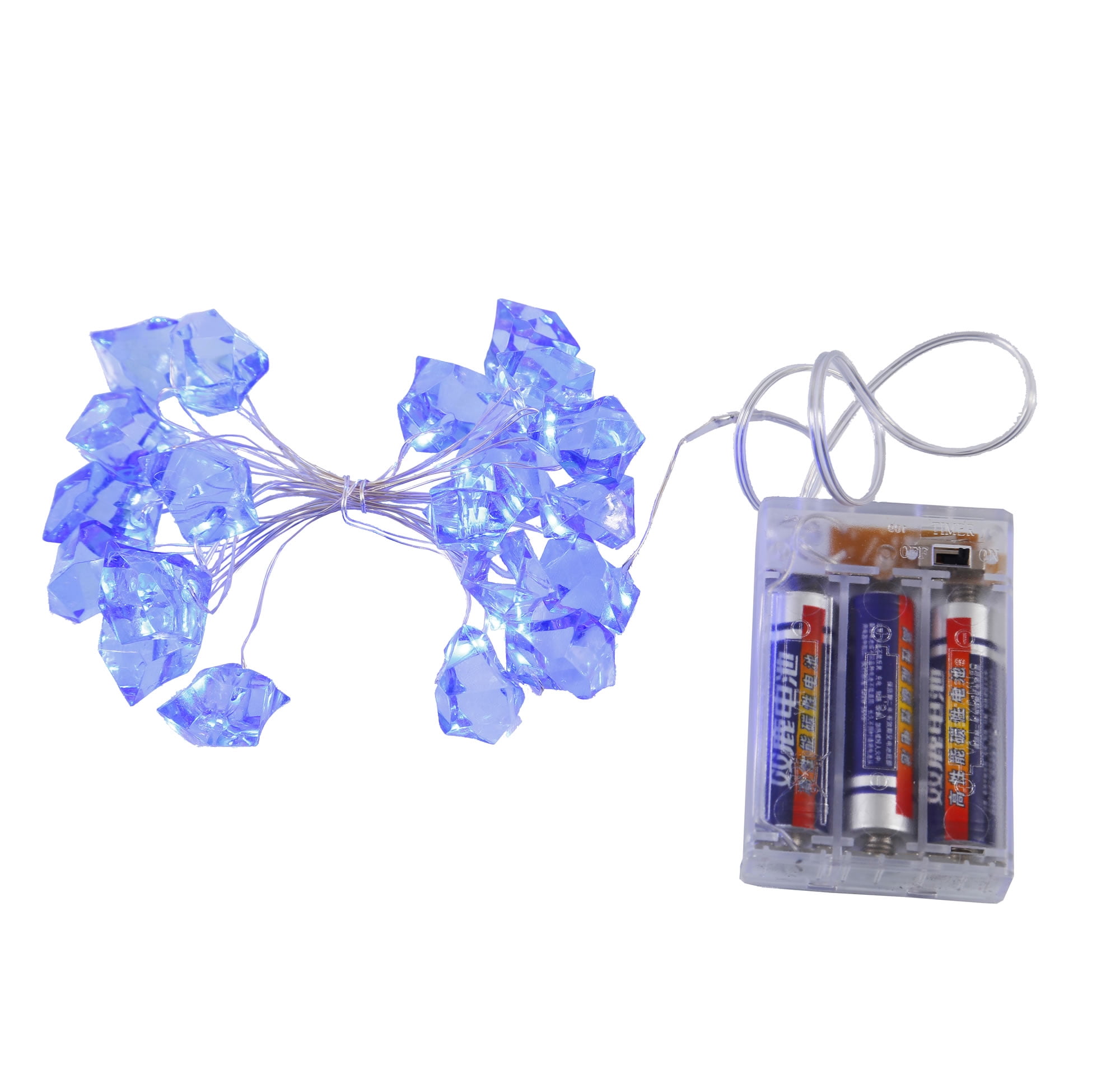 Vickerman 20 Light LED Blue Battery Operated Ice Cube Light Set, 6Hr ...