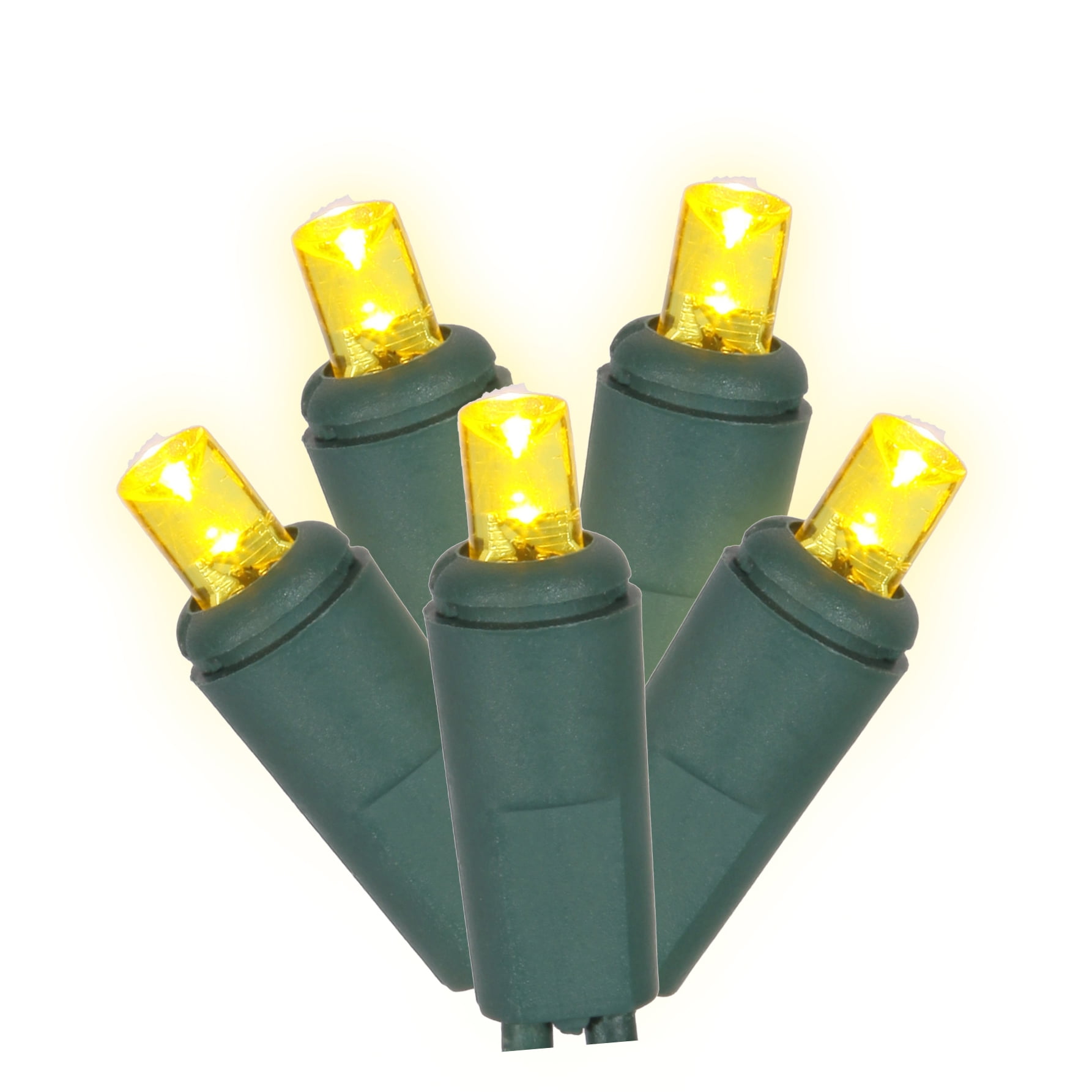 Vickerman 200 Yellow Wide Angle LED Light on Green Wire, 100' Christmas ...
