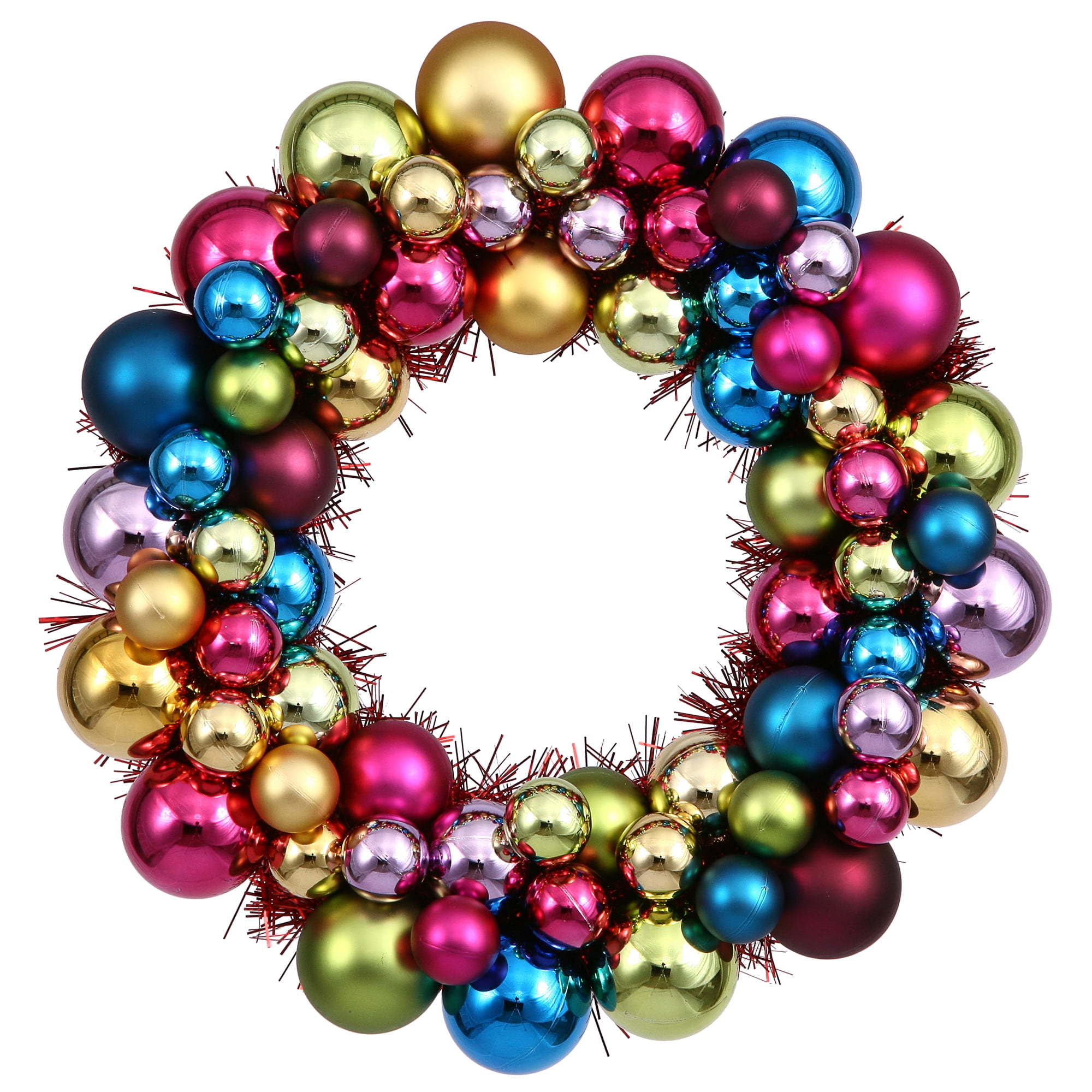 Vickerman 22" Multi-Colored Shiny and Matte Ball Wreath - Walmart.com