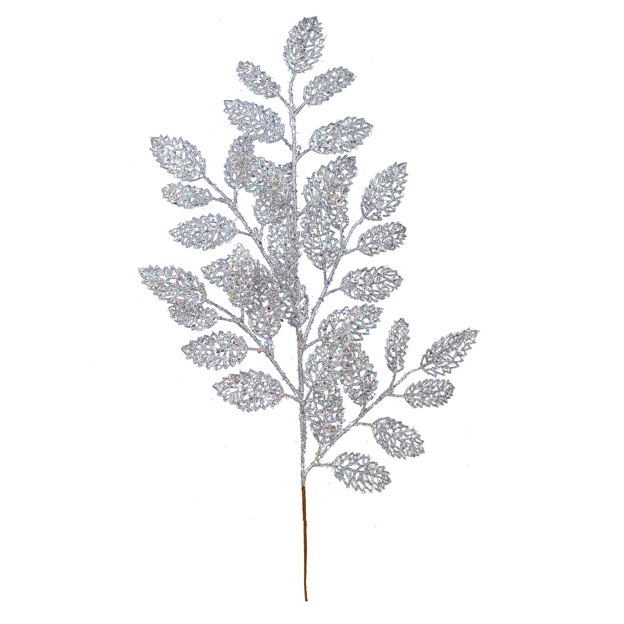 Vickerman 22" Silver Glitter Loral Leaf Artificial Christmas Spray ...