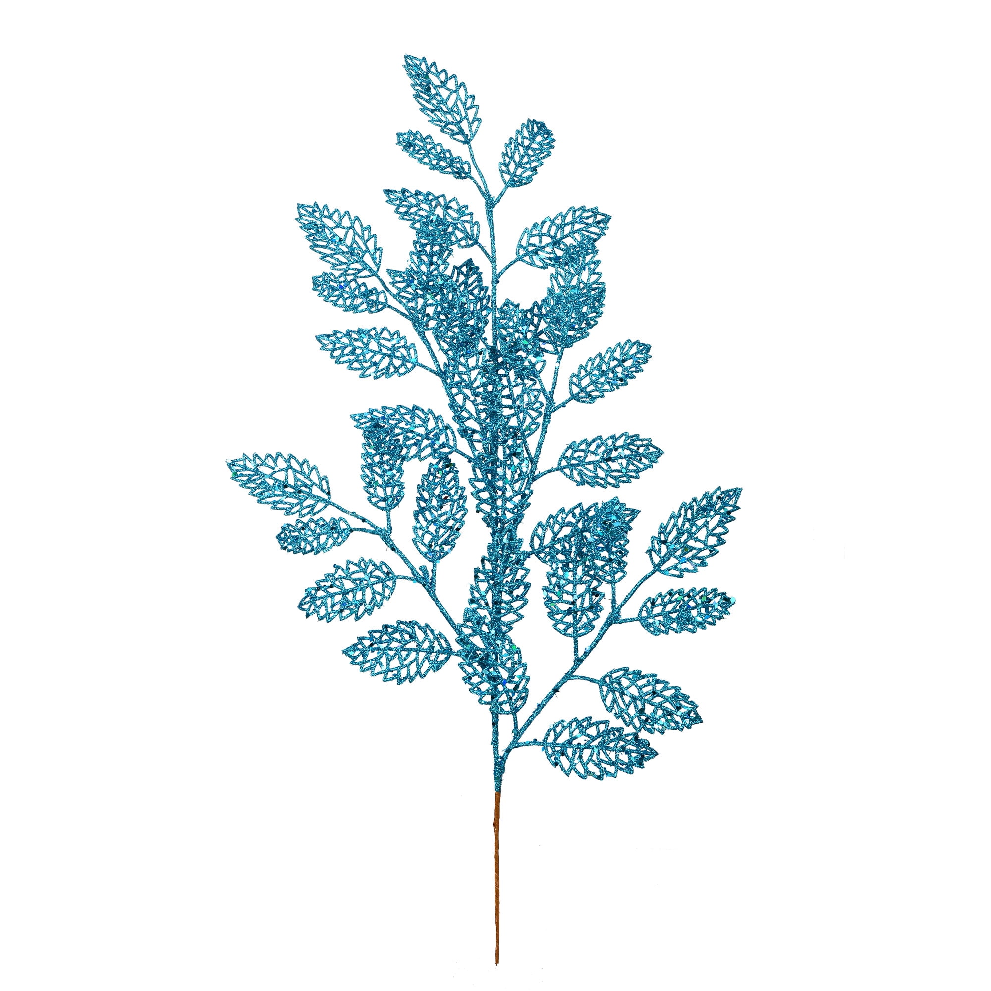 Vickerman 22" Turquoise Glitter Loral Leaf Artificial Christmas Spray ...