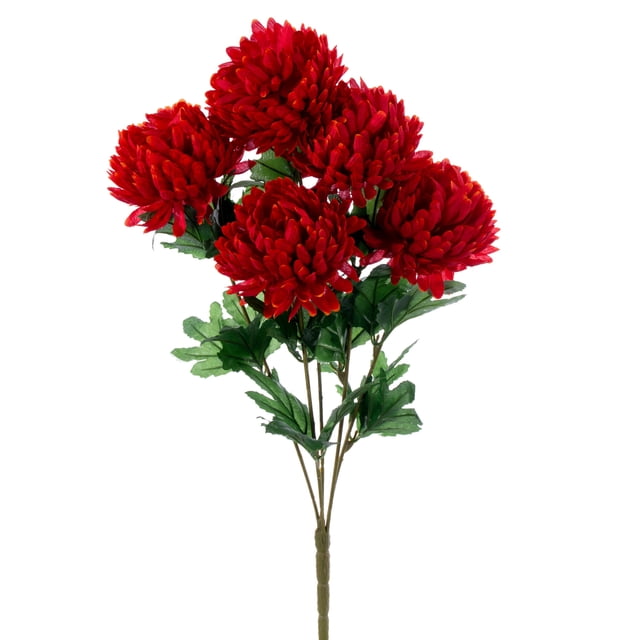 Vickerman 23" Artificial Crimson Red Mum Bush x 5 - Walmart Business ...