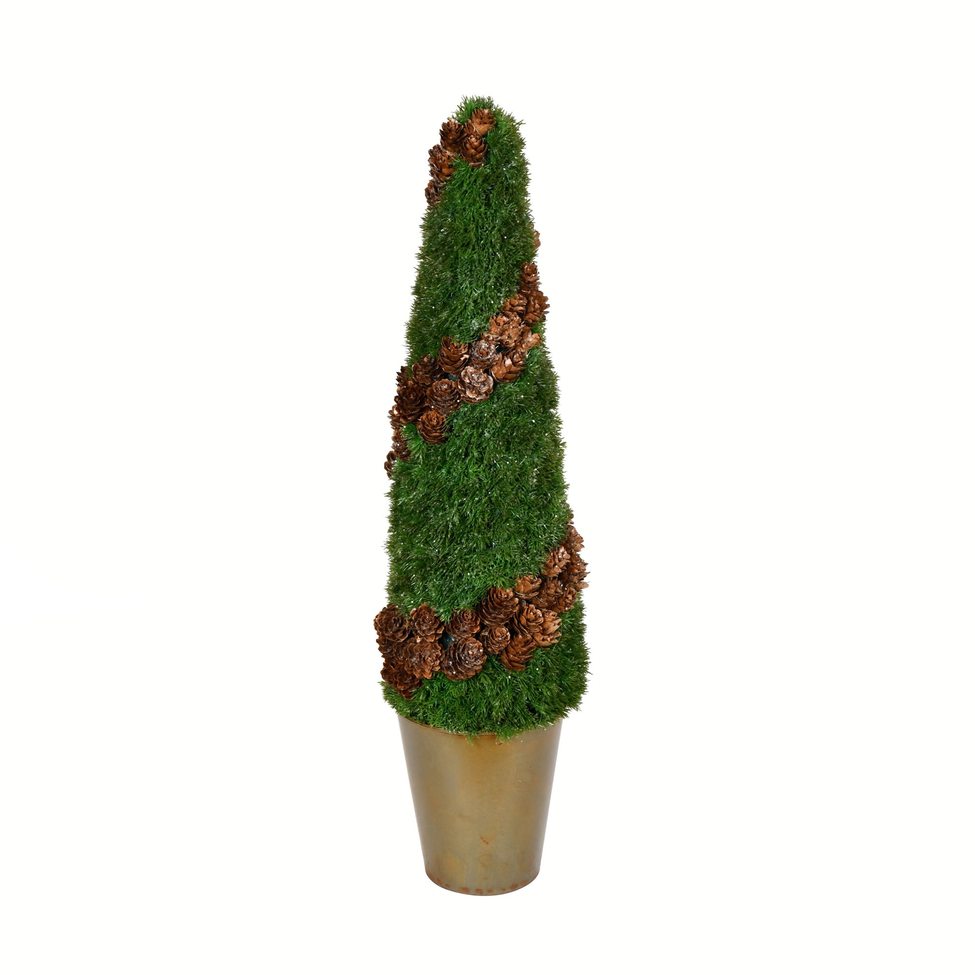 Vickerman 24" Artificial Cone Shape Cedar Tree in Rustic Tin Pot ...