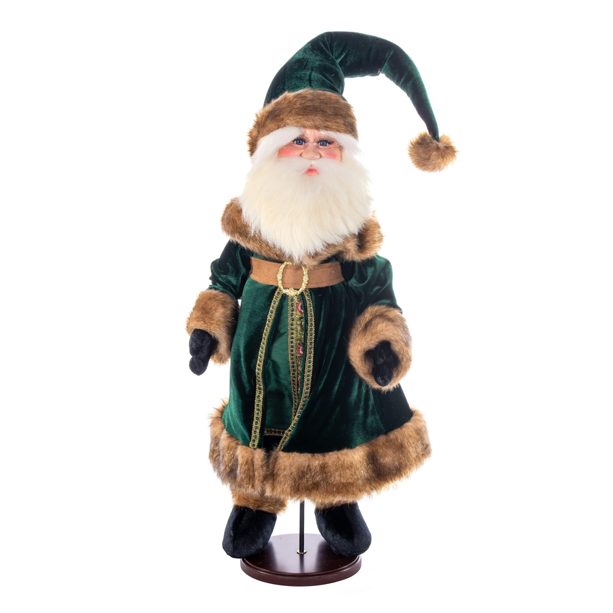 Vickerman 24" Emerald Green Velvet Santa Doll with Stand. This santa ...