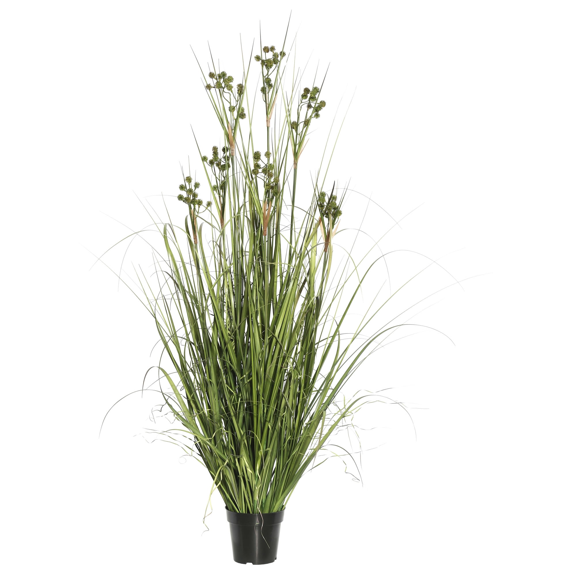 Vickerman 24" PVC Artificial Potted Green Grass with Pomp Balls ...