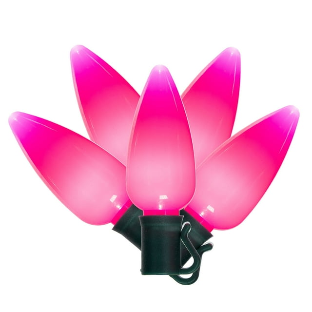 Vickerman 25 Pink Ceramic C9 LED Light on Green 22AWG Wire, 25 ...