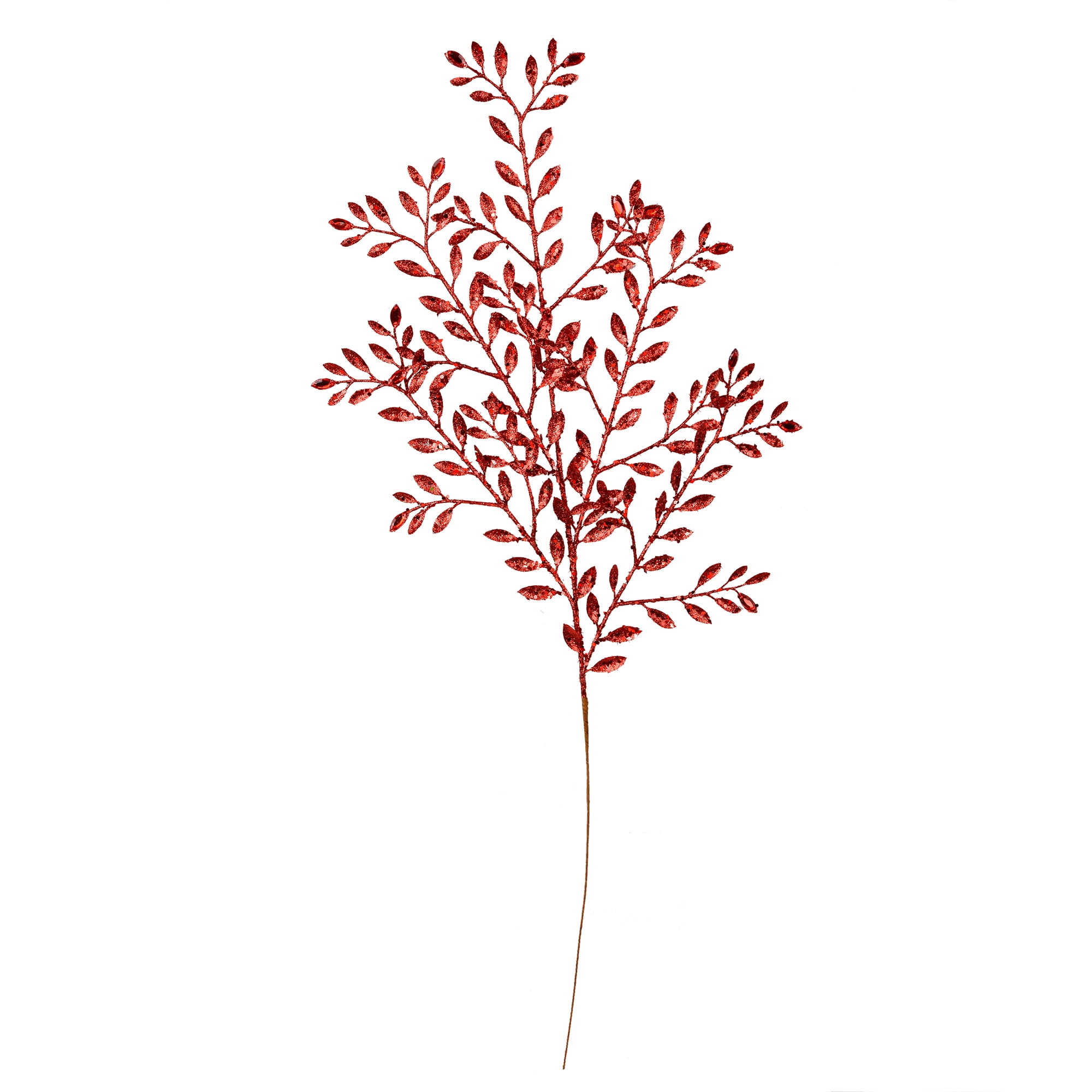 Vickerman 25" Red Ruscus Glitter Artificial Christmas Spray with Jewel ...