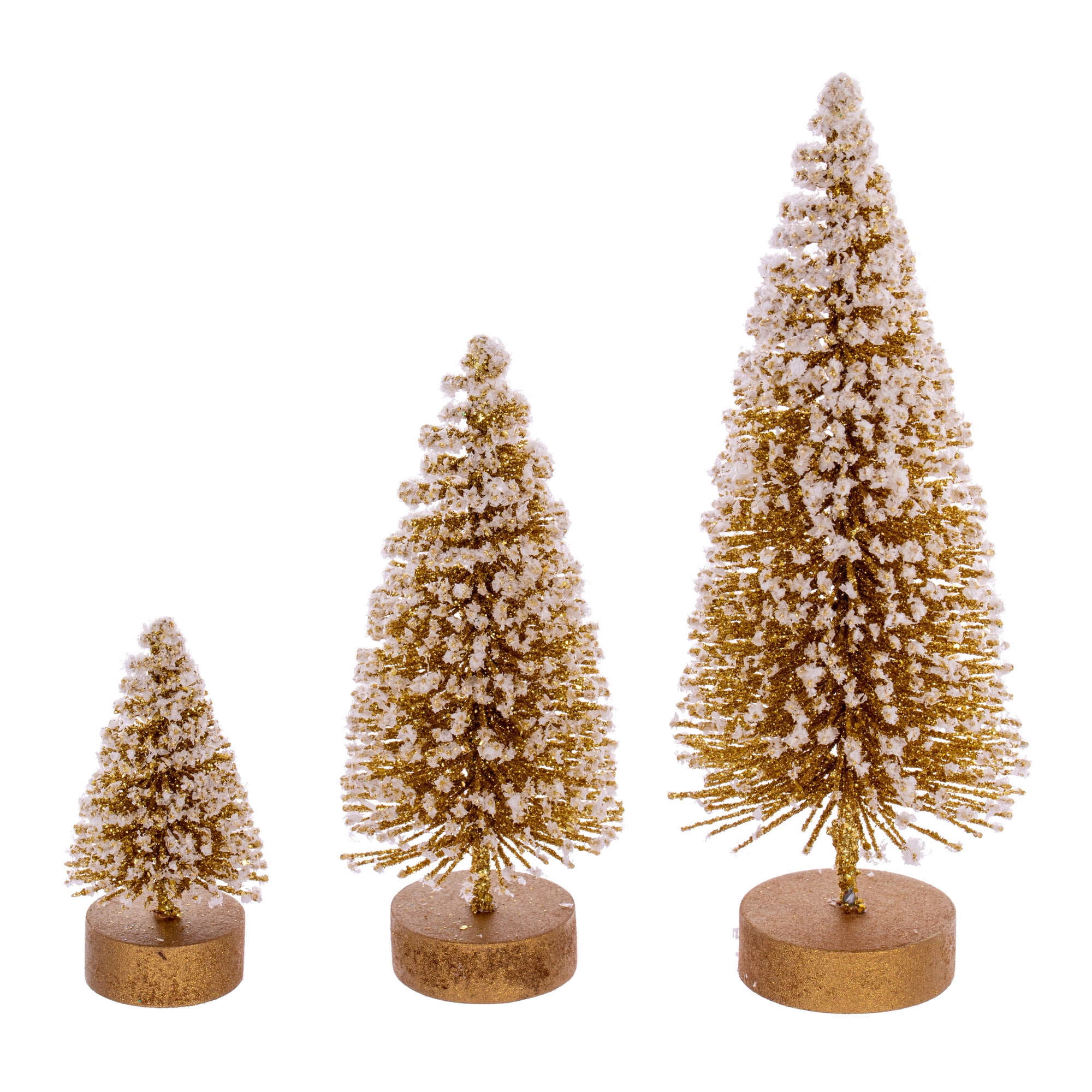 Vickerman 3"-5"-7" Gold Sisal Bottle Brush Tree Set, Set of 3 - Walmart.com