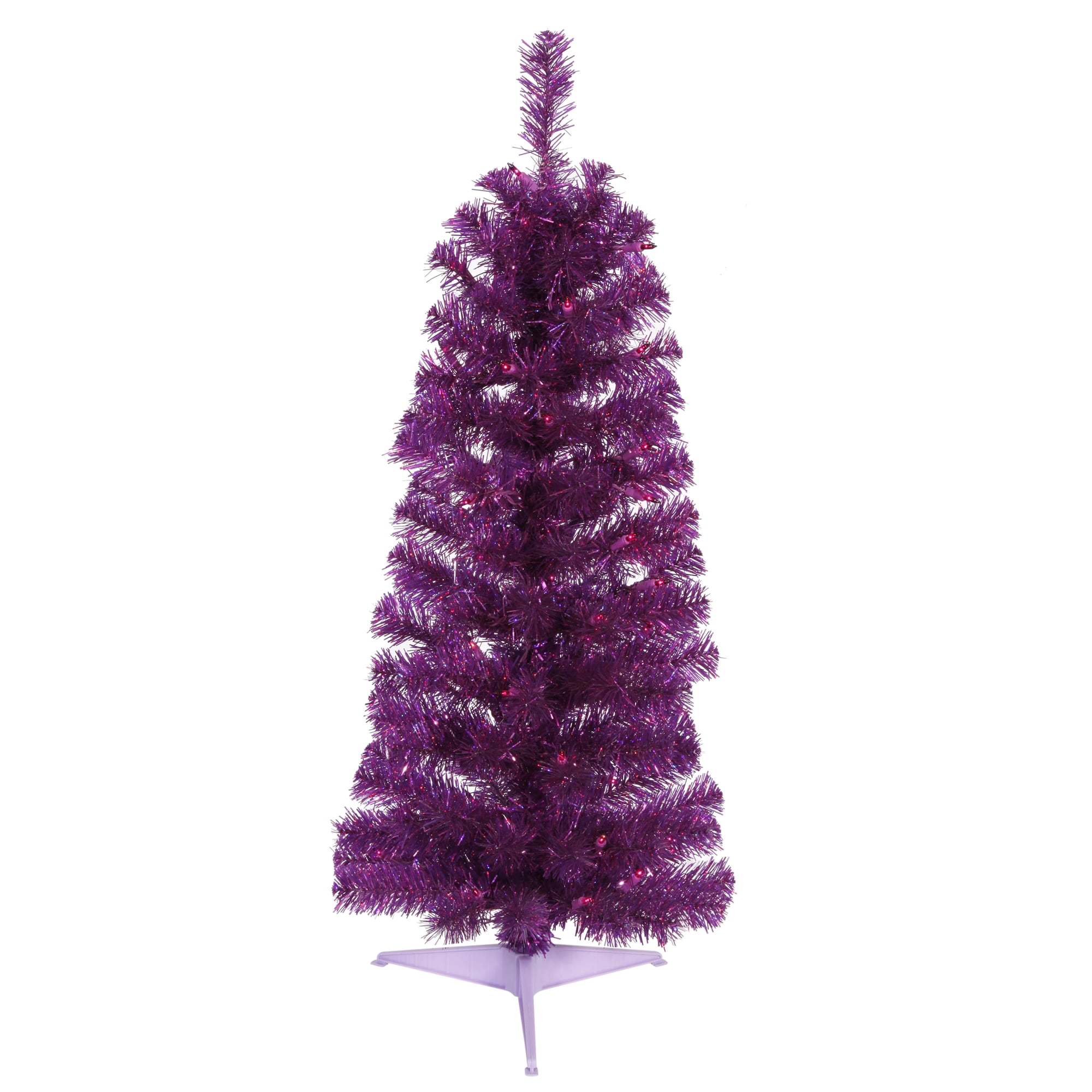 Vickerman 3' Slim Purple Pencil Artificial Christmas Tree, Prelit with ...