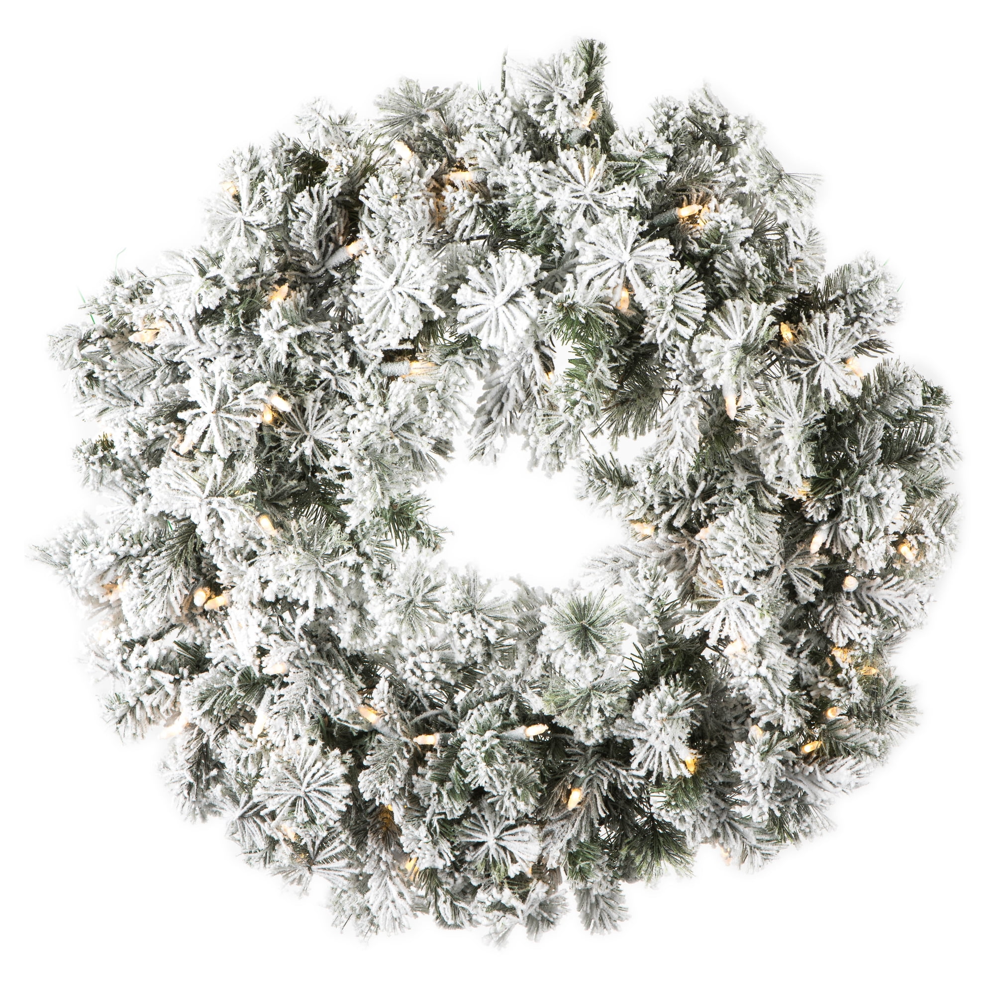 Vickerman 30" Flocked Kiana Artificial Christmas Wreath, Warm White ...