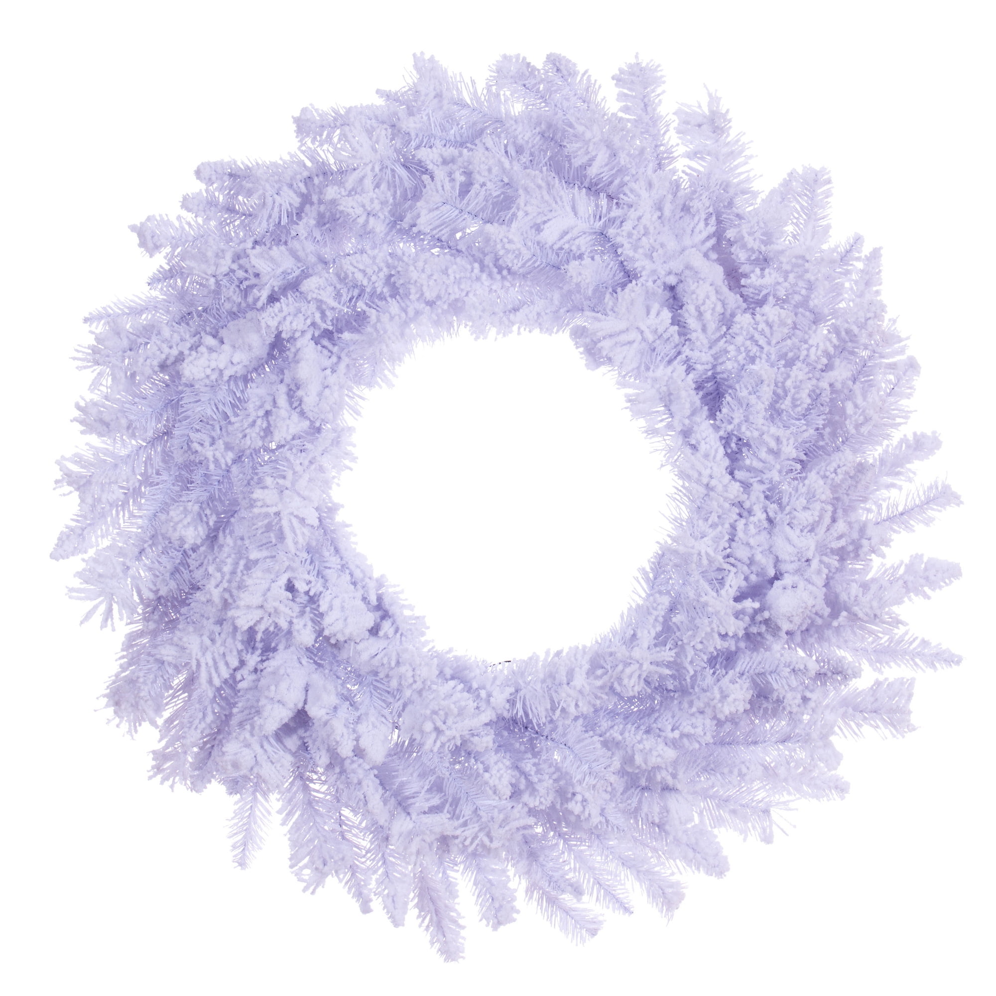Vickerman 30" Flocked White Wreath with 196 PVC Tips, Unlit - Walmart.com