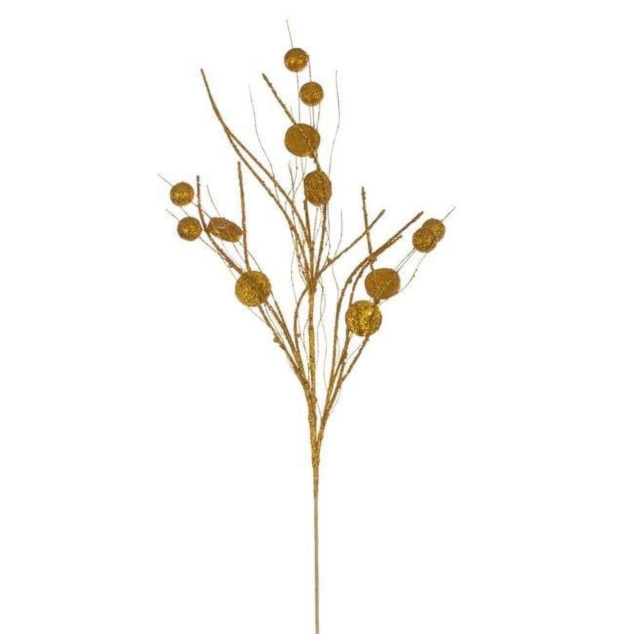Vickerman 33" Antique Gold Ball and Coin Glitter Twig Spray, 6 per bag ...
