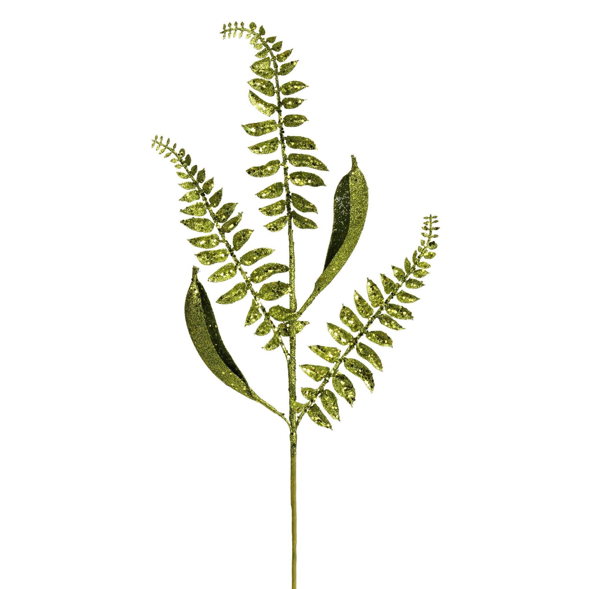 Vickerman 33" Lime Fern Leaf Glitter Artificial Christmas Spray ...