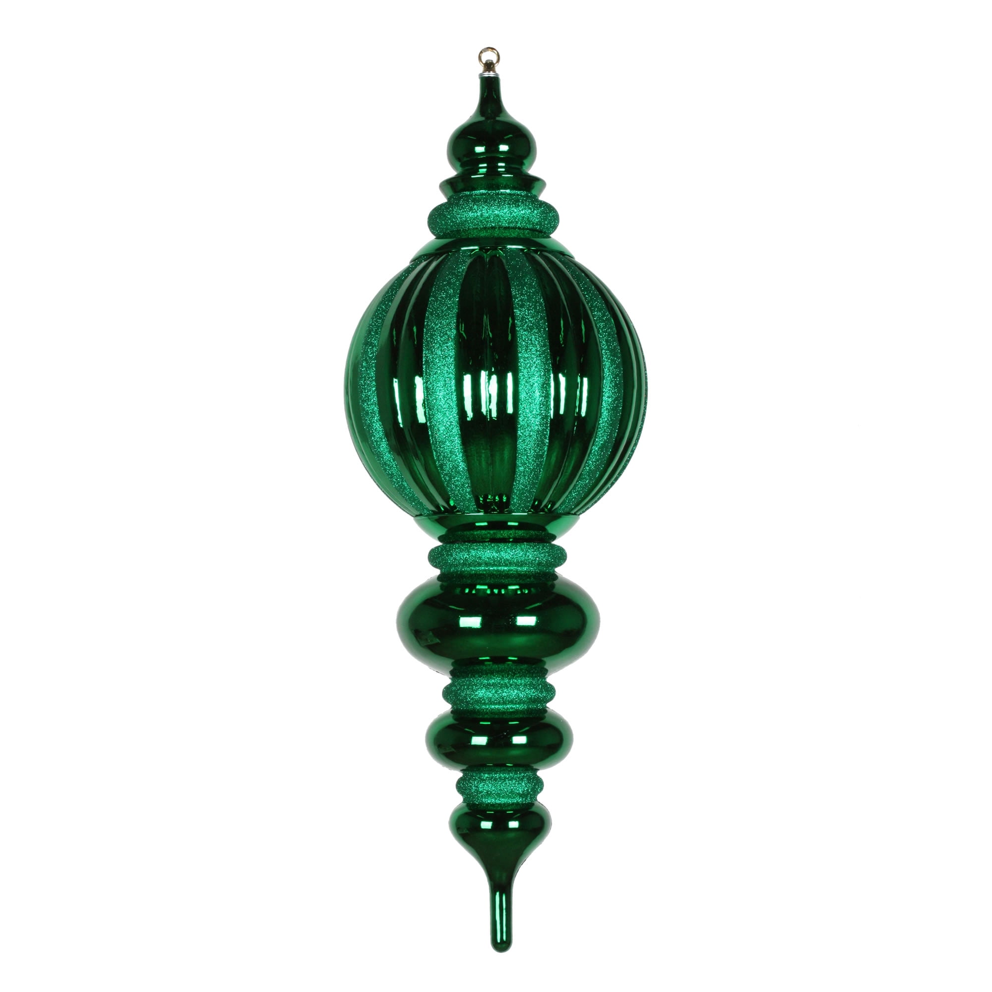 Vickerman 35" Green Shiny Finial Ornament with Glitter Accents ...