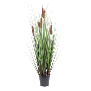 Vickerman 60" PVC Artificial Potted Green Grass with Pomp Balls ...