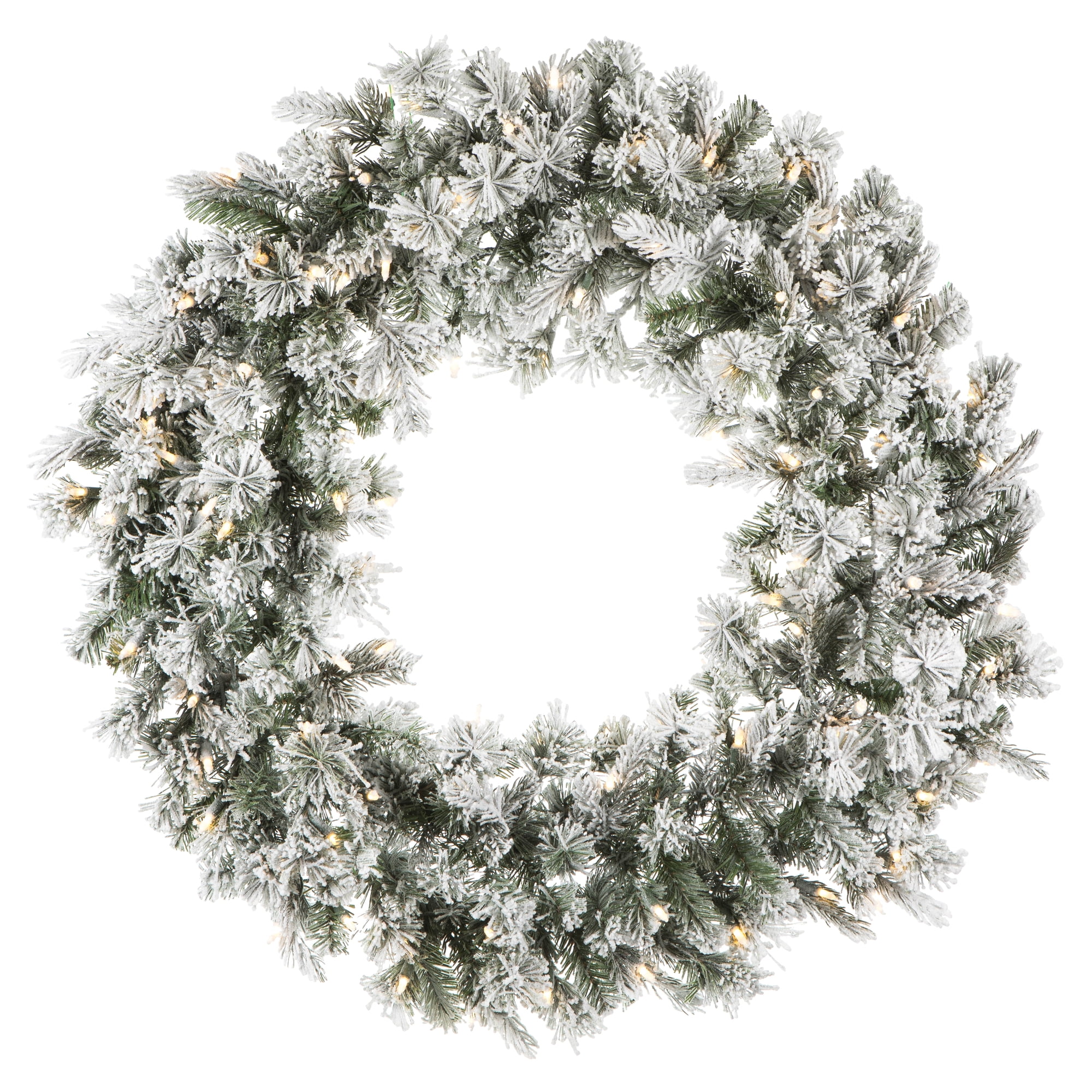 Vickerman 36" Flocked Kiana Artificial Christmas Wreath, Warm White ...