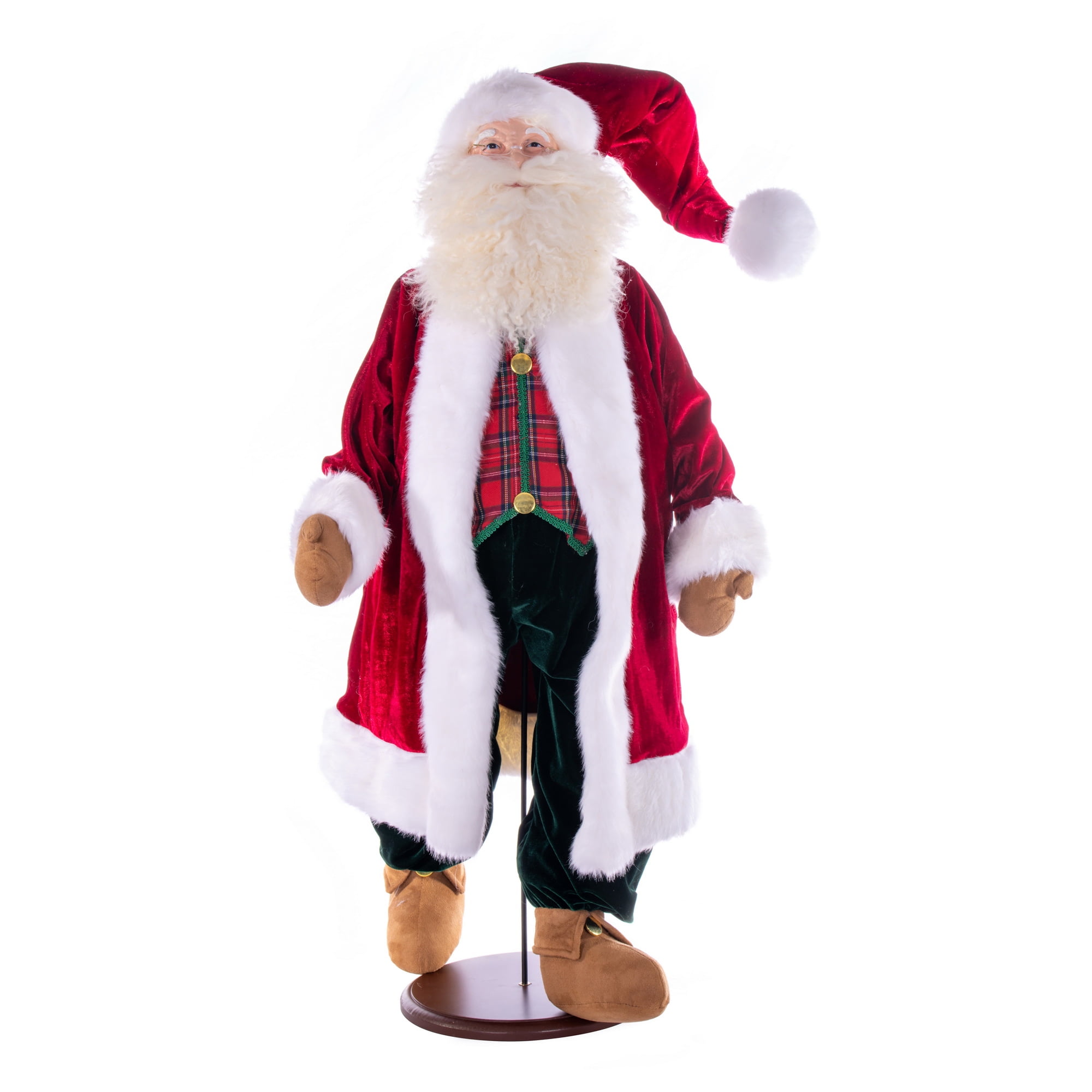 Vickerman 36" Red Plaid Velvet Santa Doll with Stand. This santa has ...