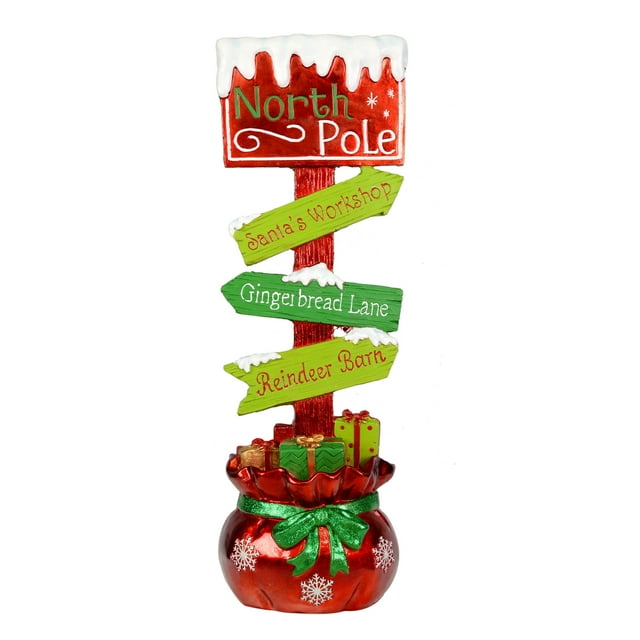 Vickerman 37" Red and Green Directional North Pole Sign - Walmart.com