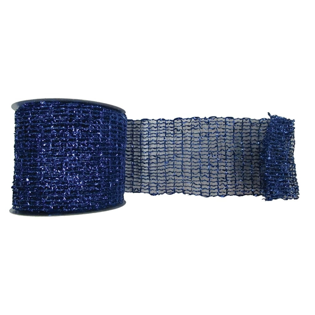 Vickerman 381694 - 6" x 10yd Blue Metallic Wired Mesh Ribbon (Q154762 ...
