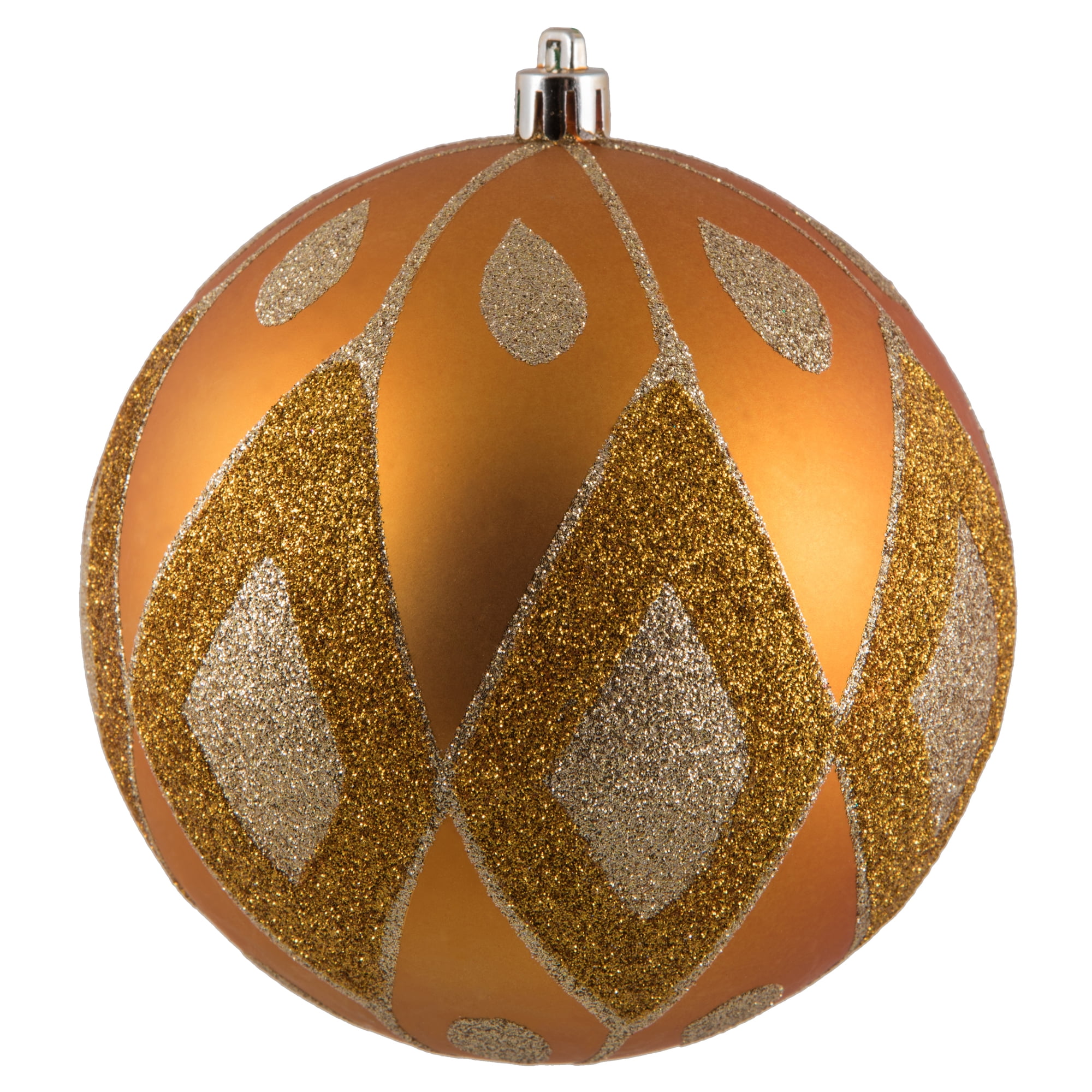 Vickerman 4.75" Antique Gold Matte Ball with Glitter Diamond Pattern ...