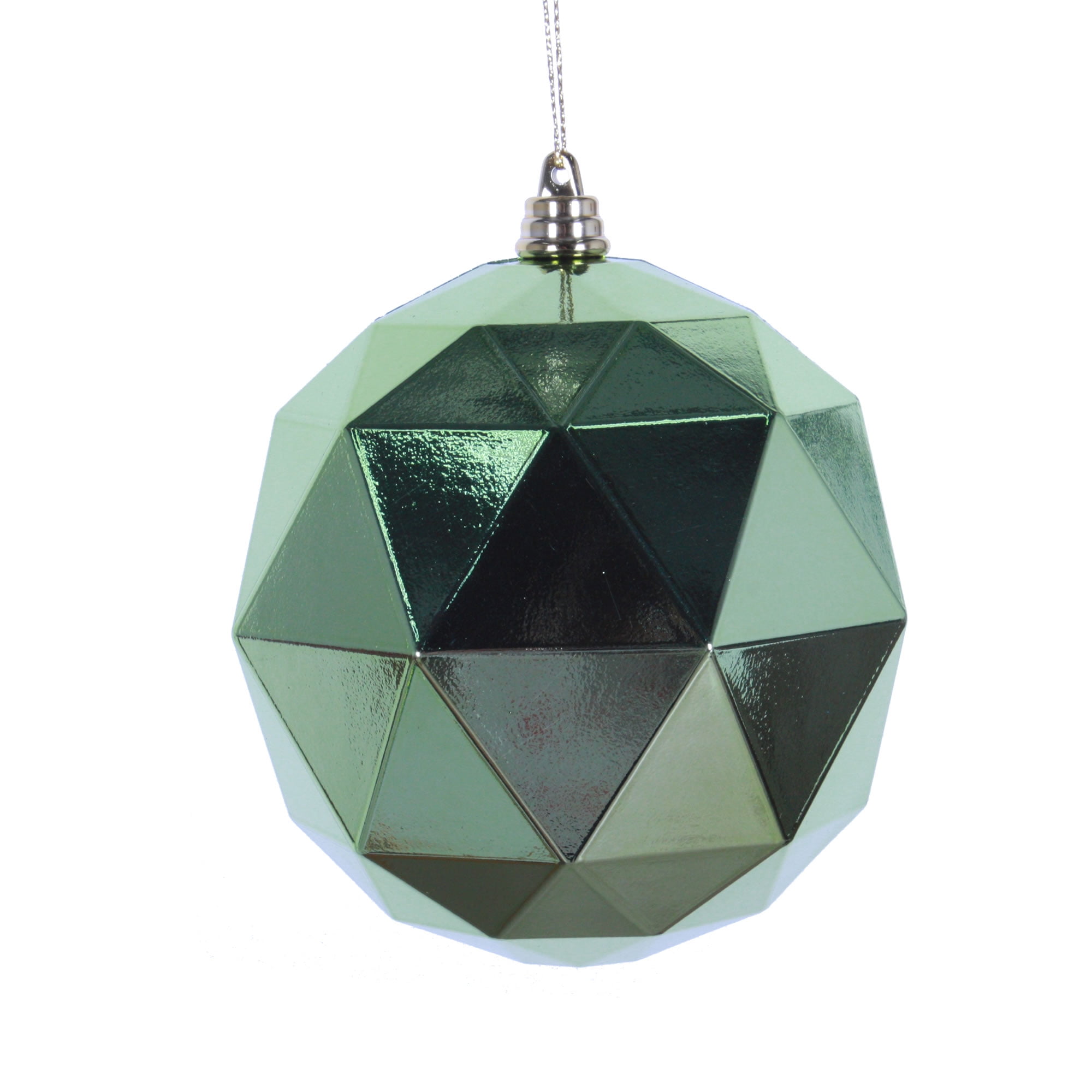 Vickerman 4.75" Celadon Geometric Ball Ornament Featuring a Shiny ...