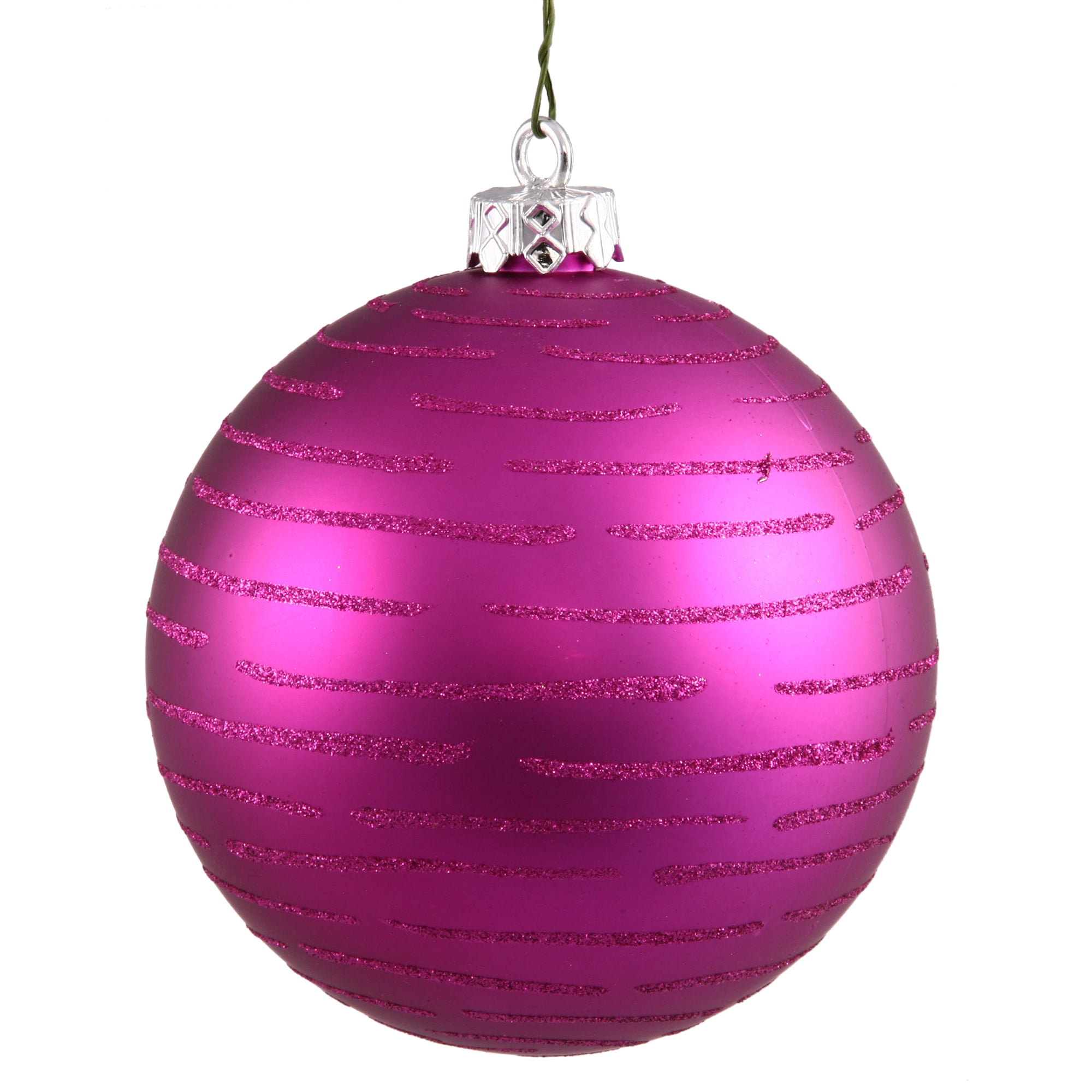 Vickerman 4.75" Magenta Ball Ornament w/Glitter Assorted 2/Bg - Walmart.com