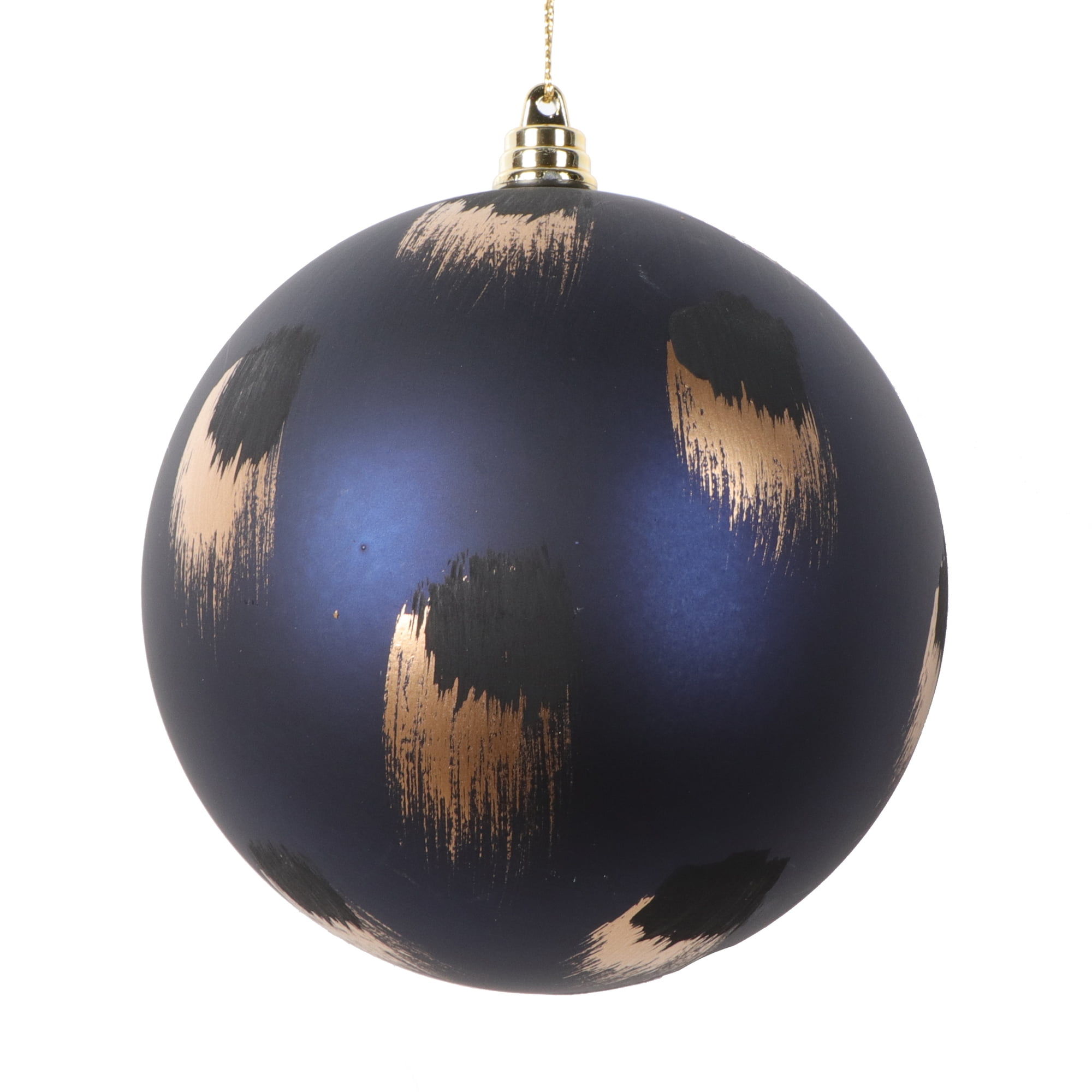 Vickerman 4.75" Matte Midnight Blue Ball Ornament with Gold and Black ...