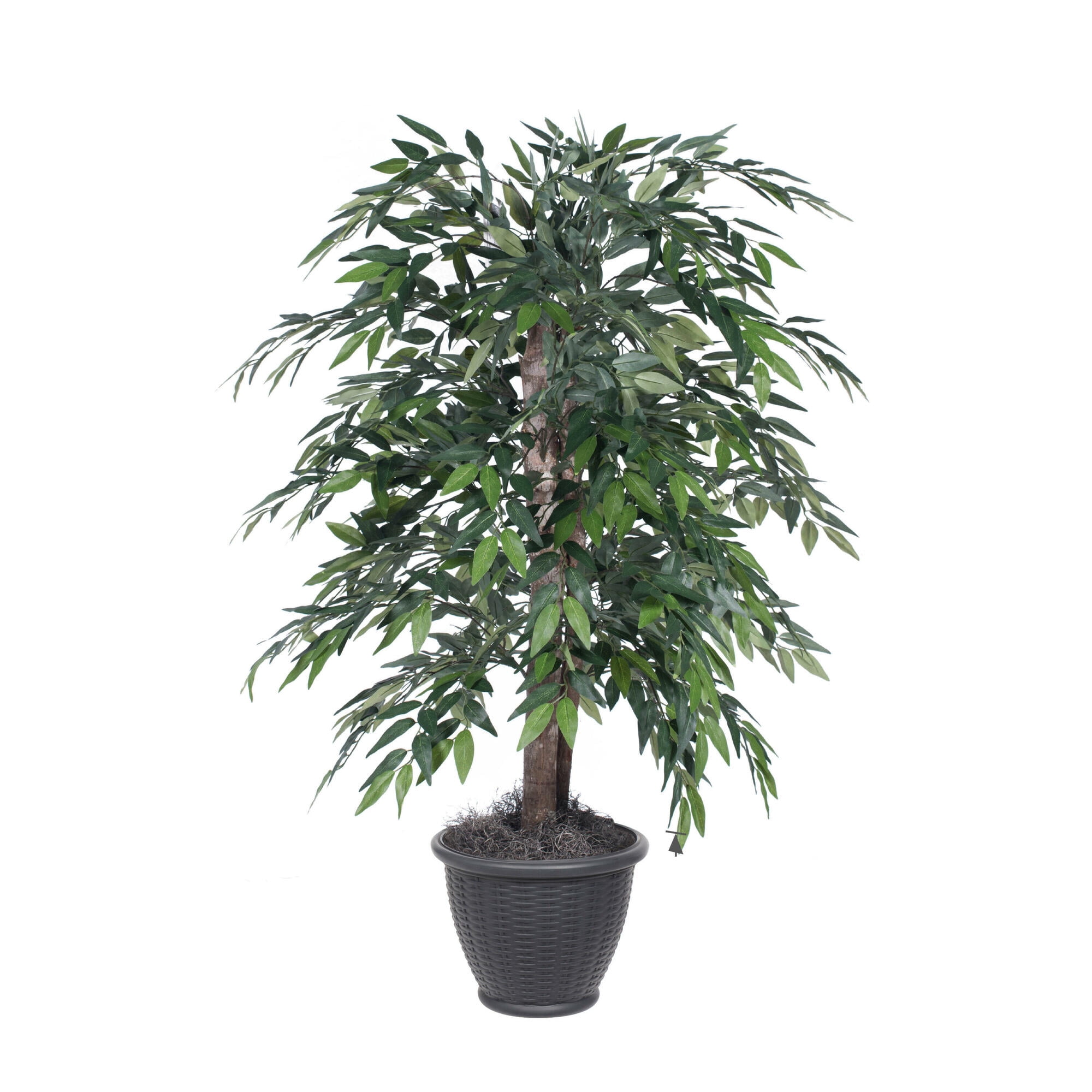 Vickerman 4' Artificial Green Smilax Bush, Gray Round Plastic Container ...