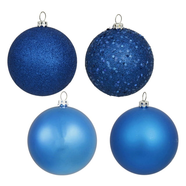 Vickerman 4" Blue 4-Finish Ball Ornament Assortment, 12 per Box ...