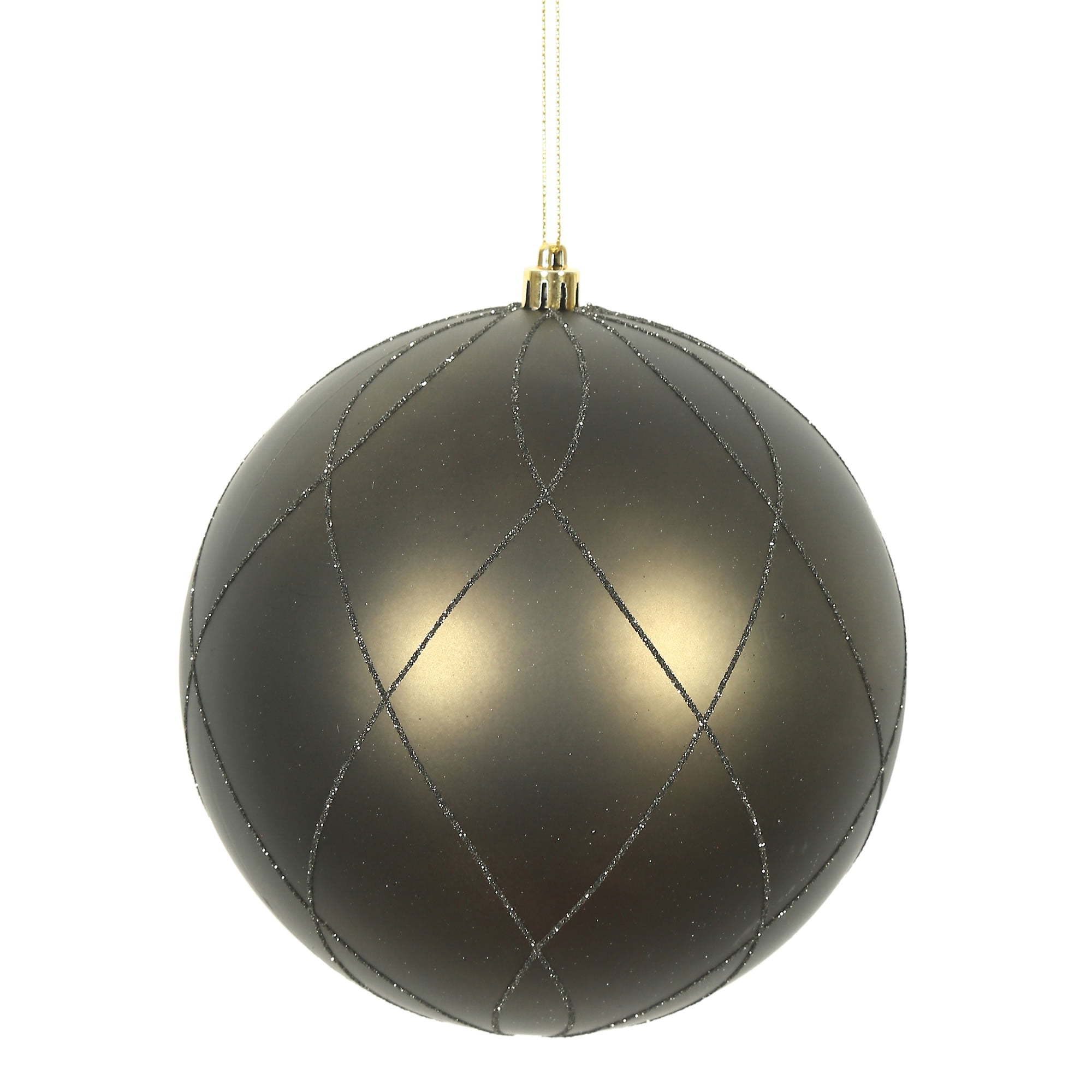 Vickerman 4" Gunmetal Matte and Glitter Swirl Ball Ornament, 4 per Box ...