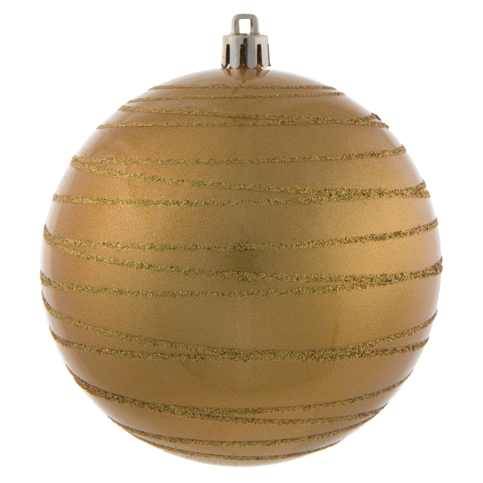 Vickerman 4" Honey Gold Candy Finish Ball Ornament with Glitter Lines ...