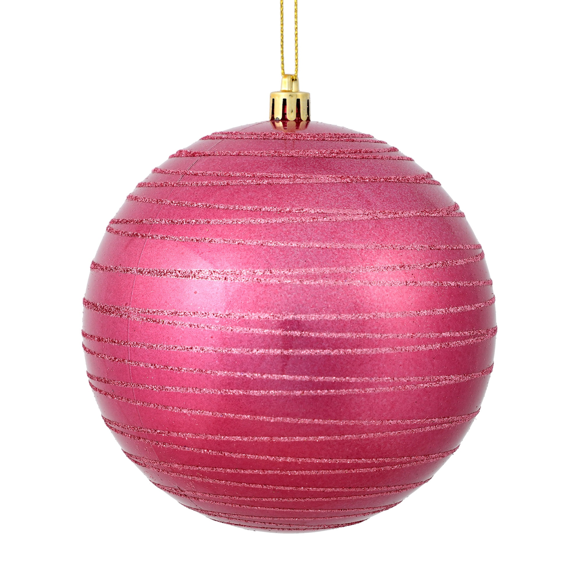 Vickerman 4" Mauve Candy Finish Ball Ornament with Glitter Lines, 4 per ...