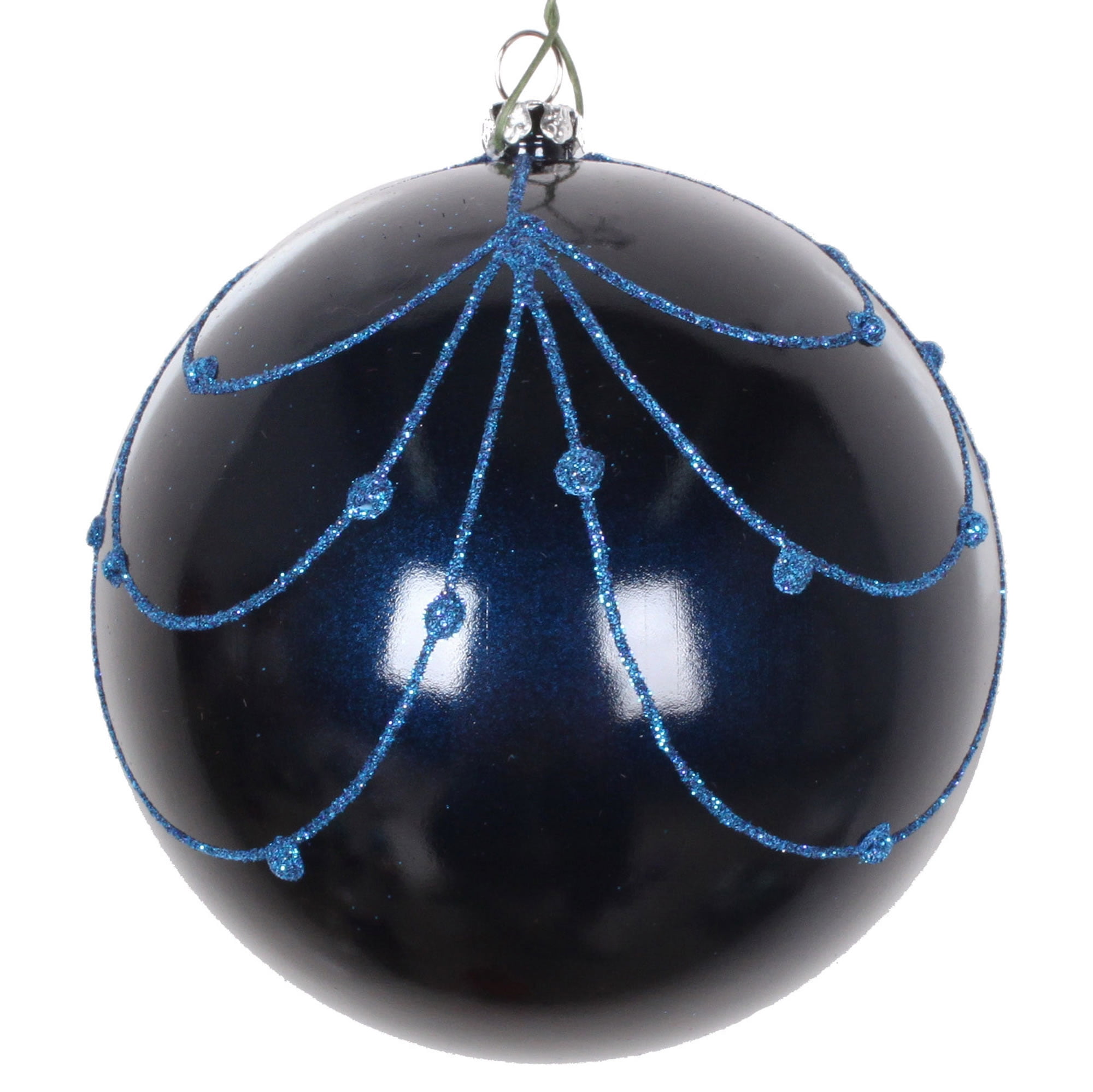 Vickerman 4" Midnight Blue Candy Finish Curtain Ornament with Glitter ...
