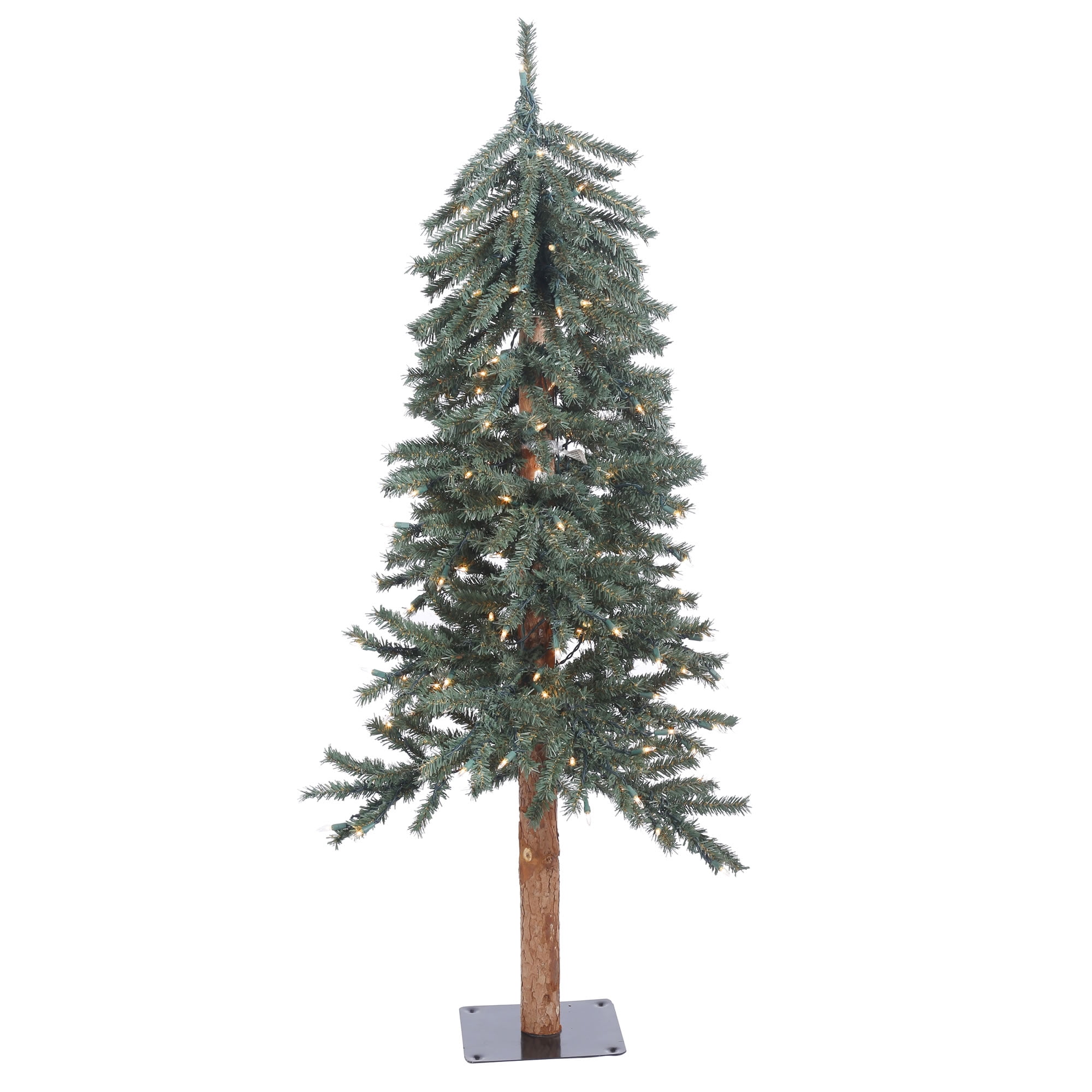 Vickerman 4' Natural Bark Alpine Pre-lit Artificial Christmas Tree with ...