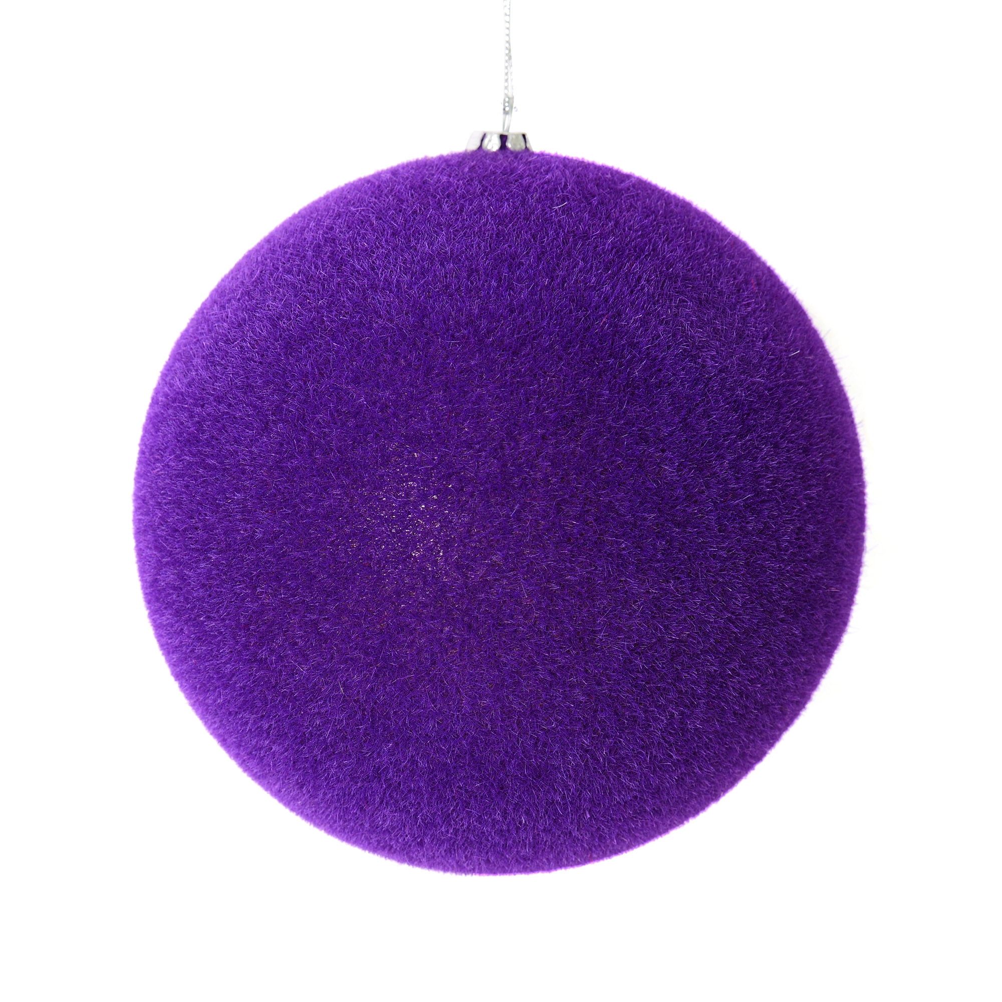 Vickerman 4" Purple Flocked Ball Ornament. This ornament has a soft ...