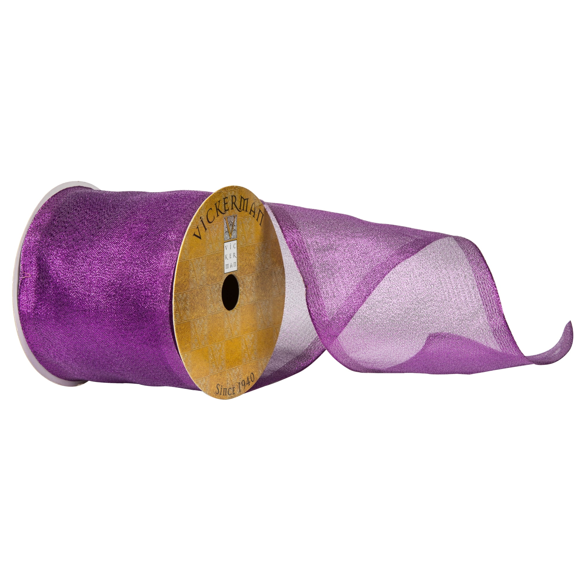 Vickerman 4" x 10 Yards Plum Shiny Wired Christmas Ribbon - Walmart.com